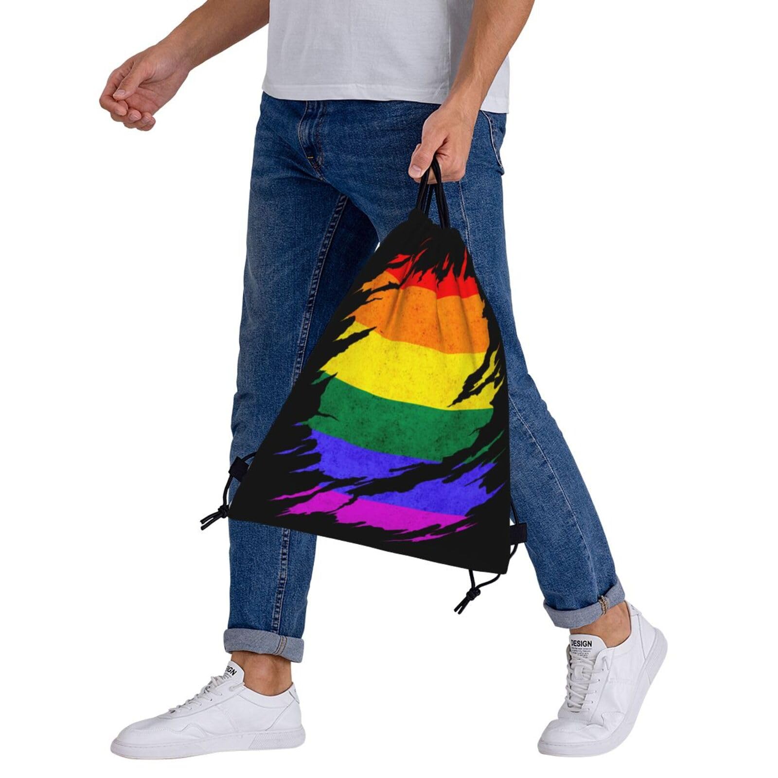 Pacoar Cade Lgbt Gay Pride Rainbow Flag Ripped Drawstring Pack Beam ...