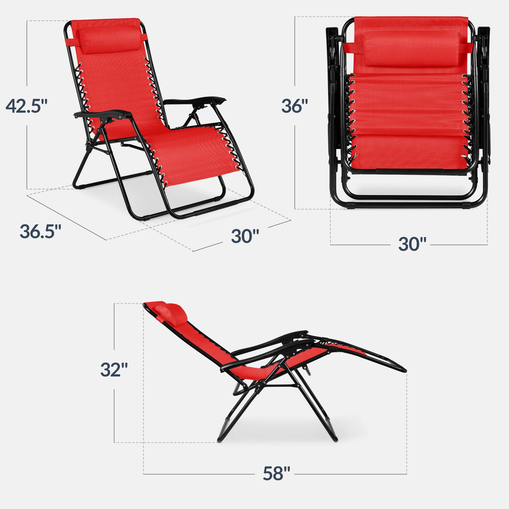 Best Choice Products Set of 2 Extra Wide Zero Gravity Lounge Chair ...