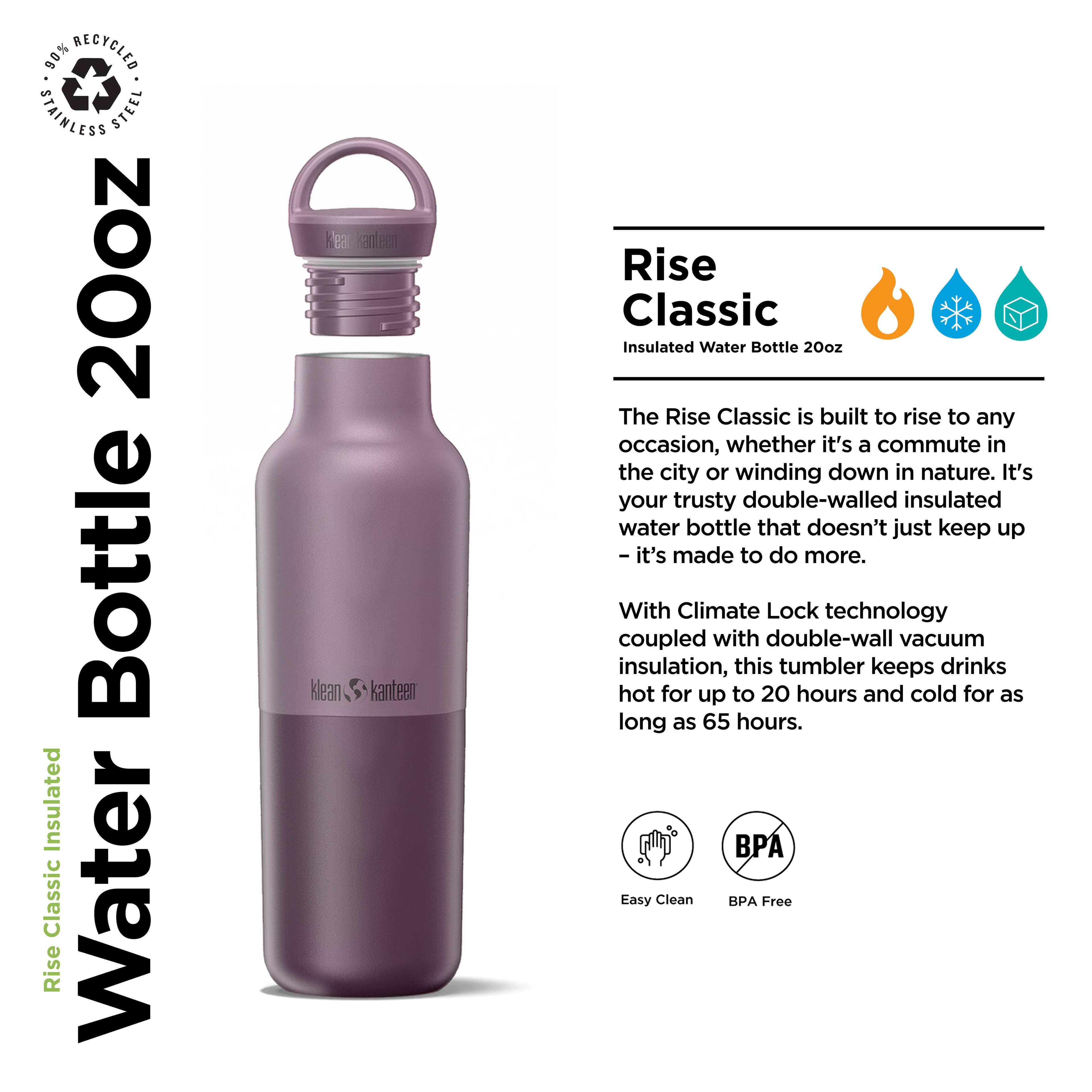 Klean Kanteen Rise Classic Insulated Water Bottle Cold 65 Hours SS ...
