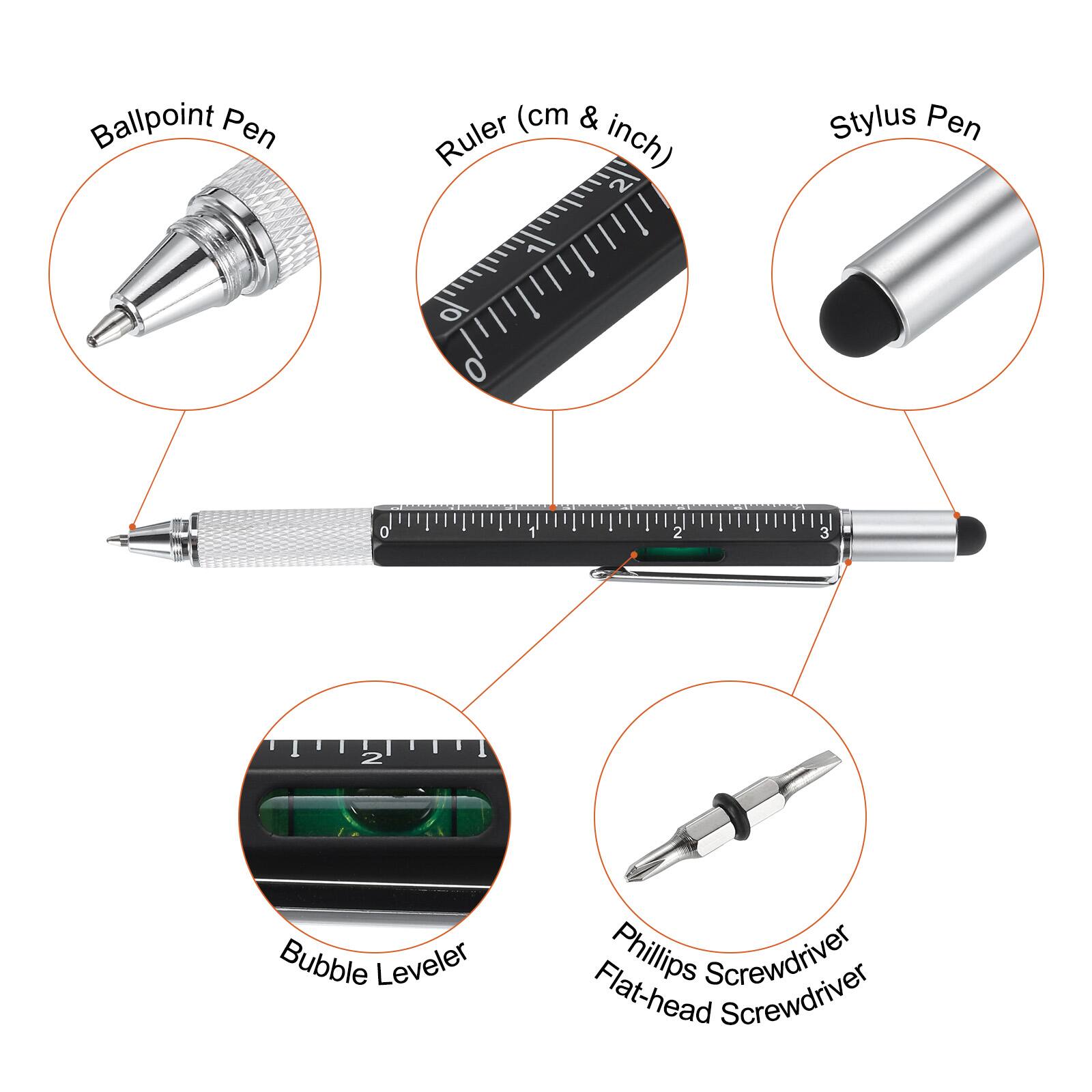 Unique Bargains 6 in 1 Metal Multitool Tech Pen with Ballpoint, Ruler ...