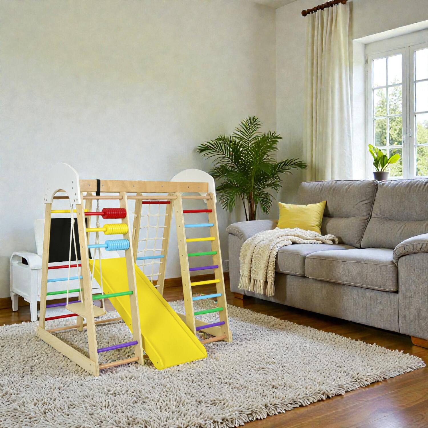 BreeBe 8 in 1 Kids’ Outdoor Climbing Set with Slide & Swing Multicolor ...