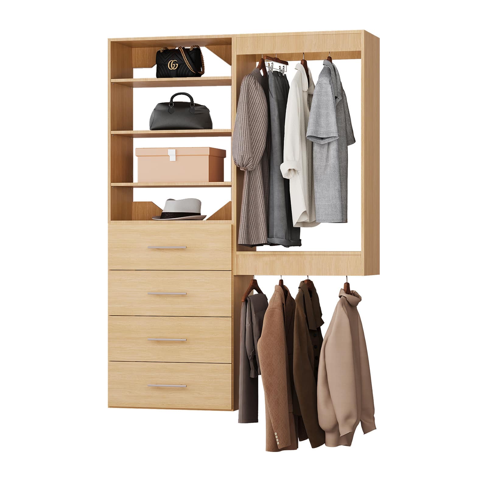 LOVMOR - 52 in Wood Modular Closet System Unit-Customizable Wall ...