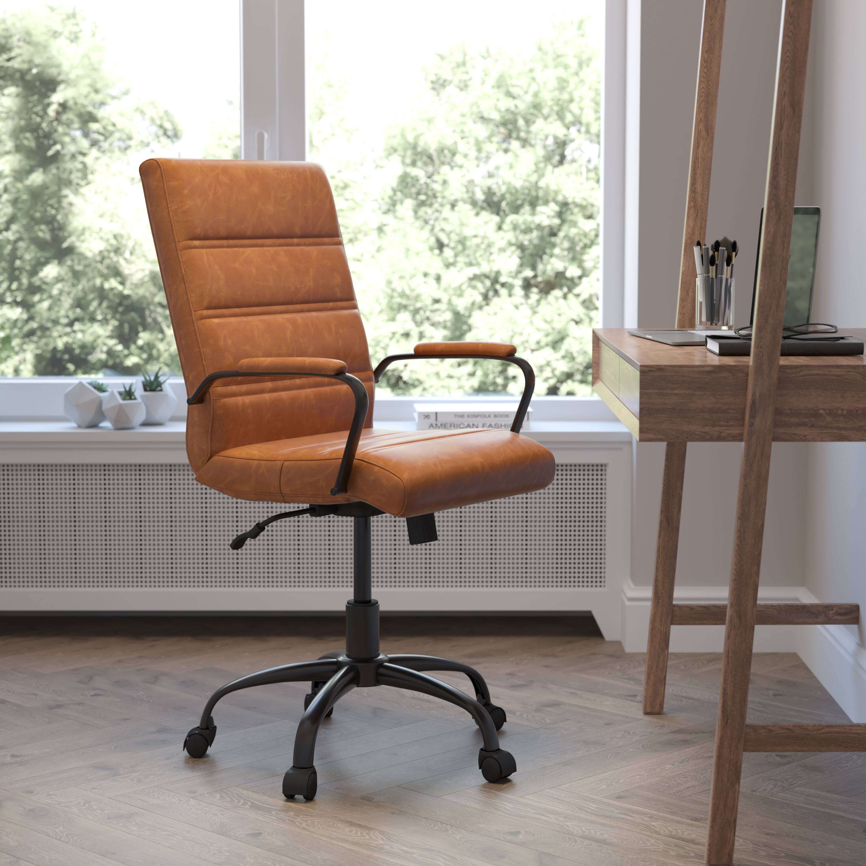 Emma + Oliver Mid Back Executive Swivel Office Chair with Metal Frame ...