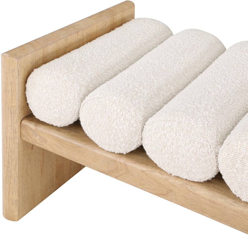 Meridian Furniture Waverly Cream Boucle Fabric Bench Beige 179Cream ...