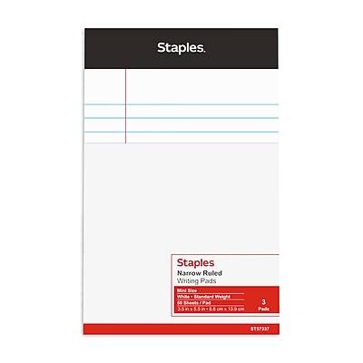 Staples Staples® Perforated Mini Legal Writing Pads Narrow Ruled, 3.5 ...