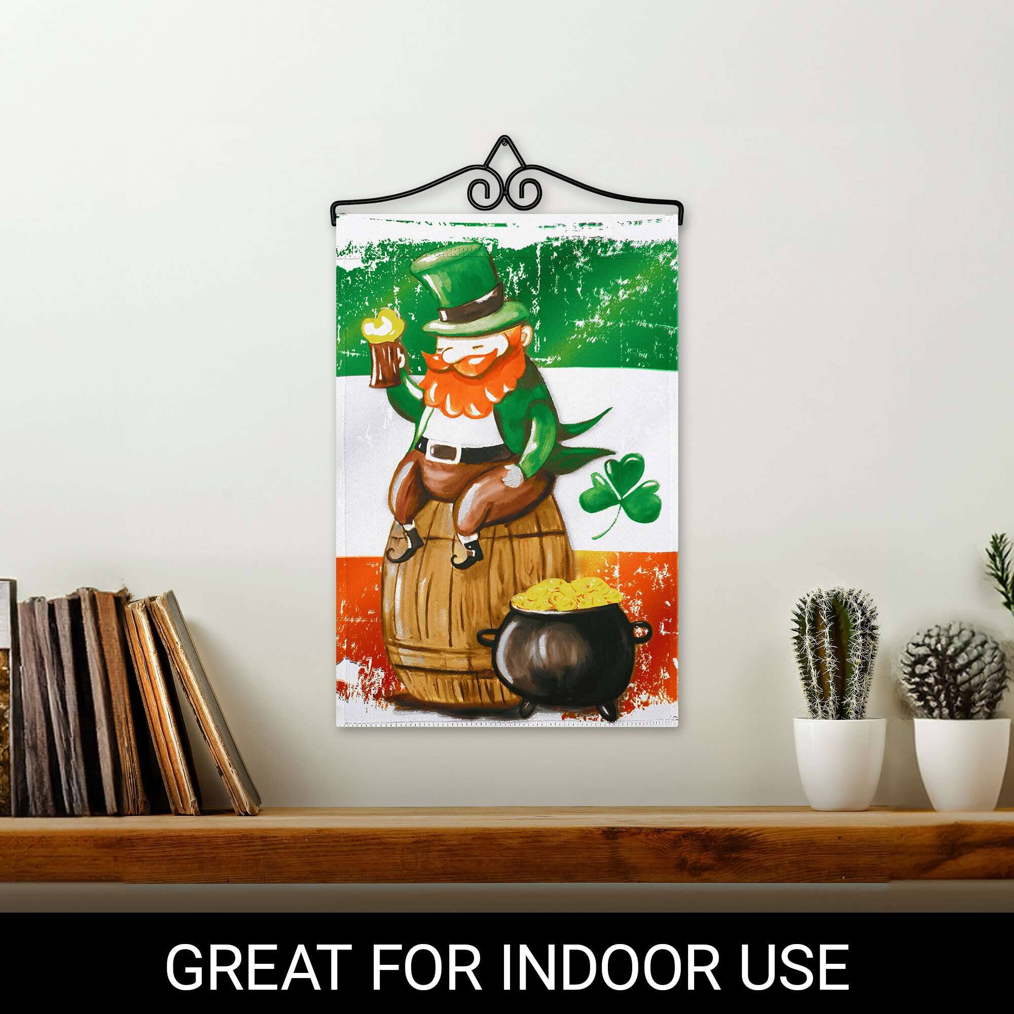 G128 Combo Garden Flag Hanger 14 in with 12x18 Double Sided St. Patrick ...