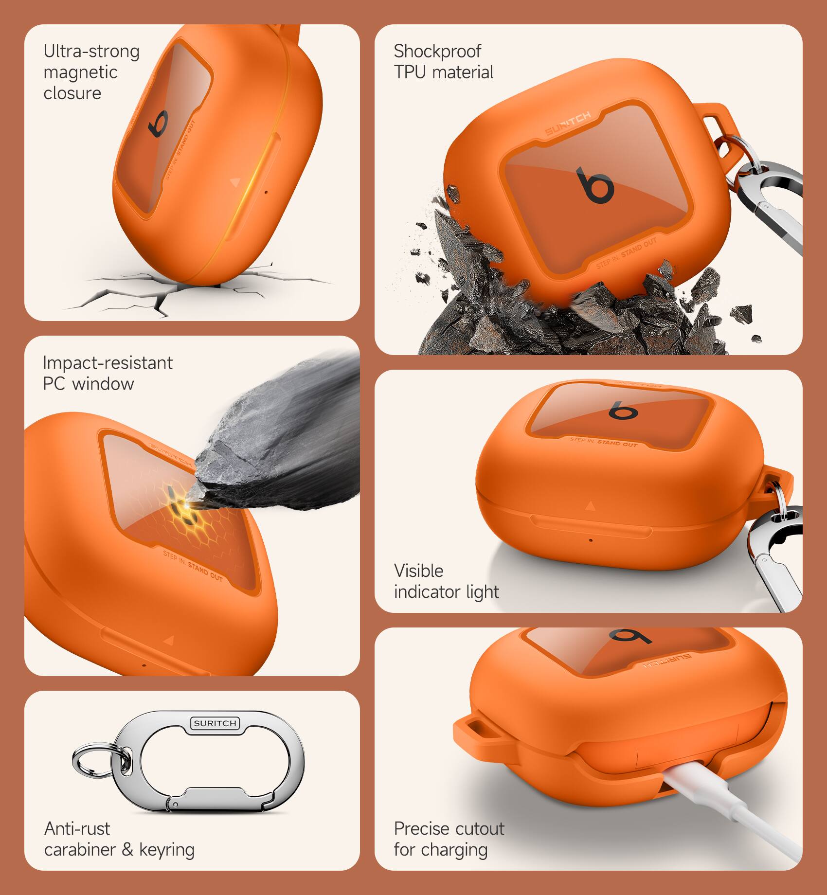 SURITCH Headphone Case for Beats Powerbeats Fit, Magnetic Locking ...