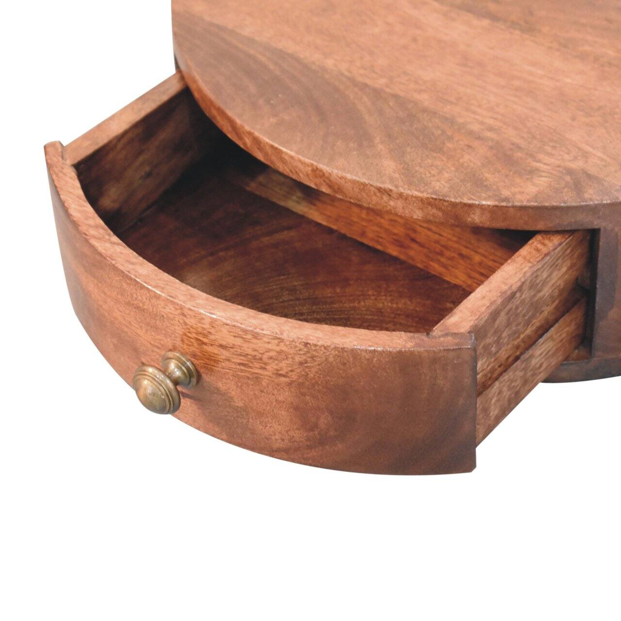 Tiramisubest Wall Mounted Rounded Bedside Table with Drawer Brown ...