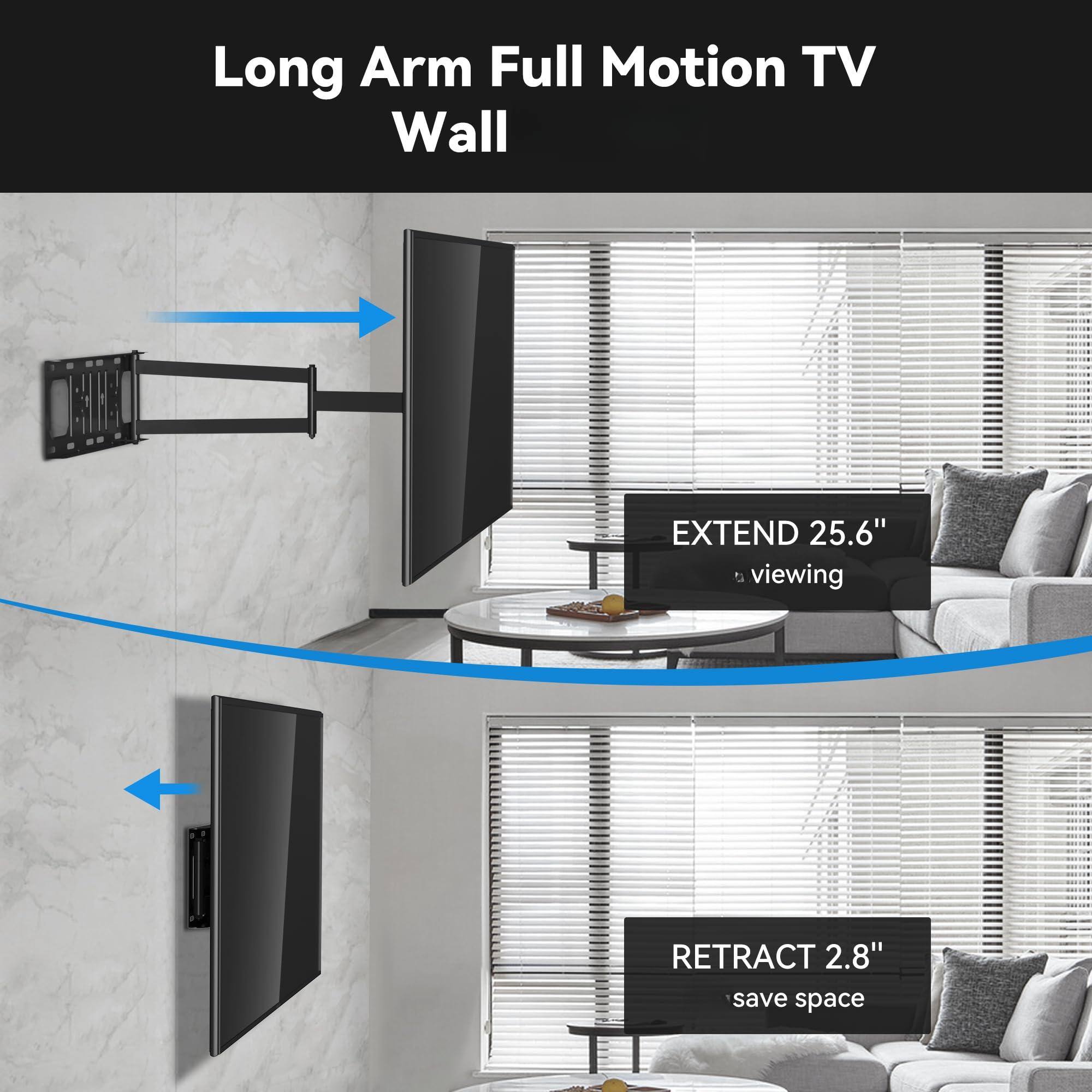 Cedar Assembly Long Arm Tv Wall For Flat Curved Tvs 25. Full Motion ...