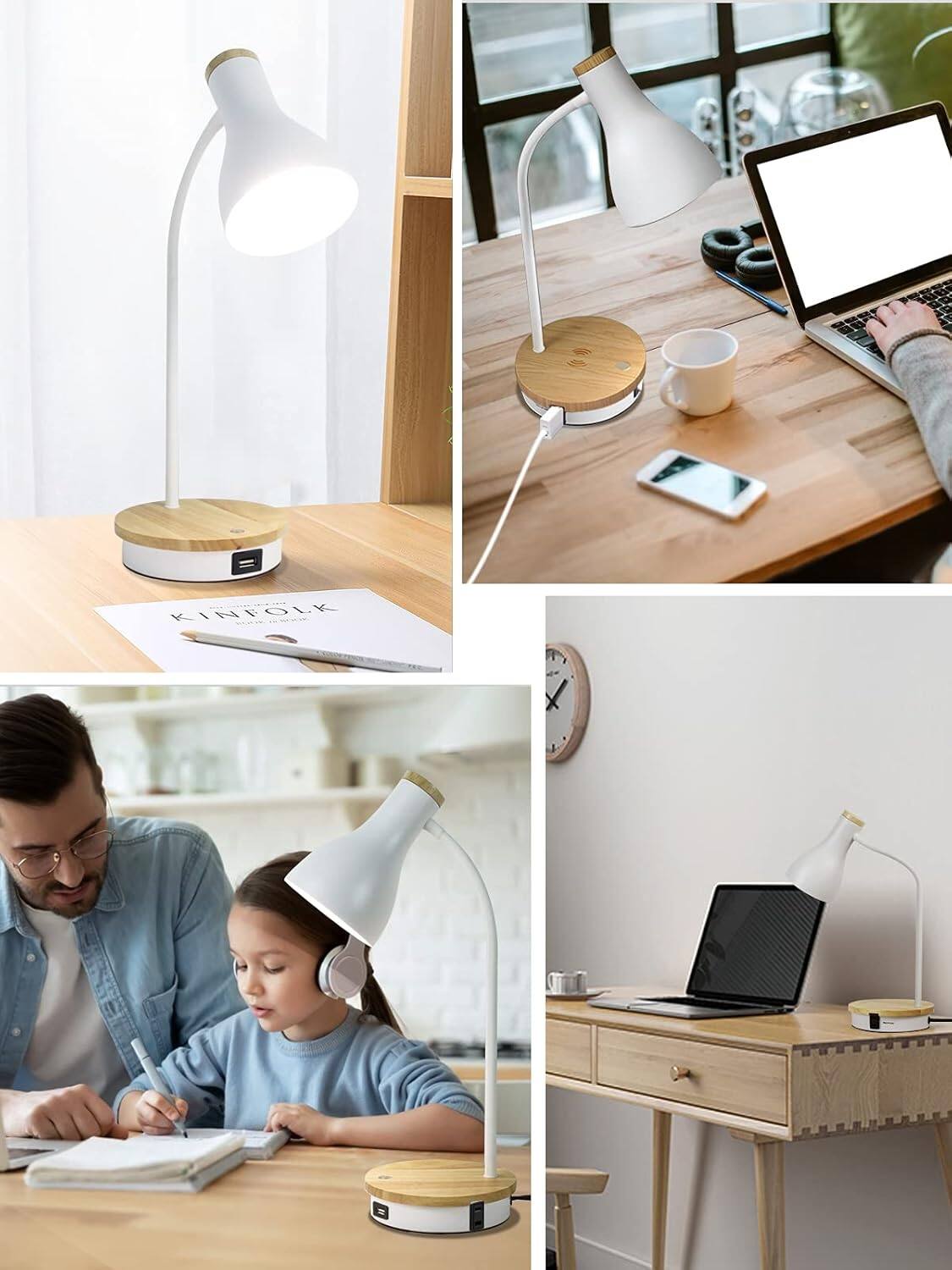 Stamp n Camp Metal Desk Lamp Wireless Charging Table Lamp Touch Reading ...