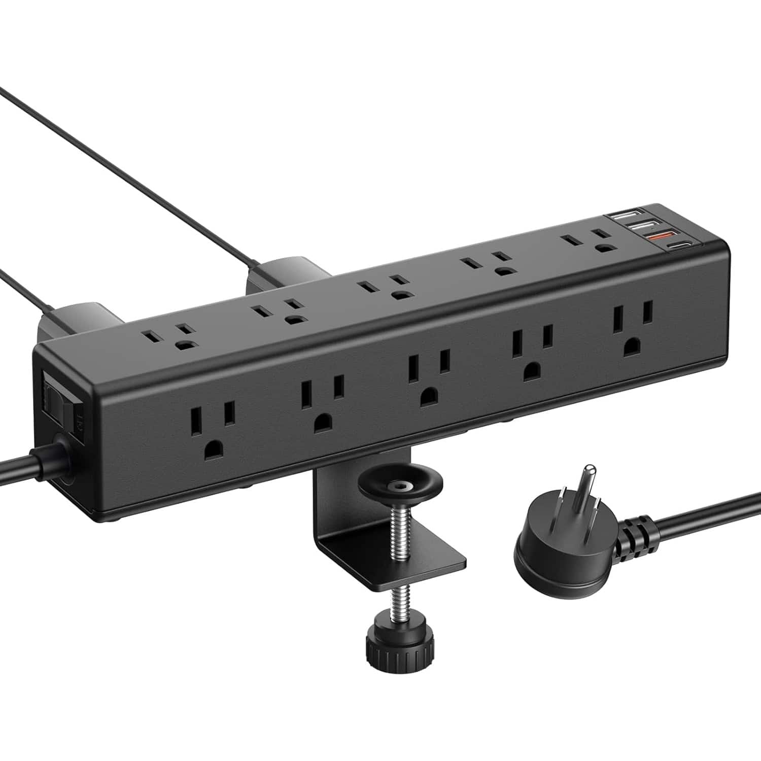 PARKER SLATER - Standing Desk Clamp Power Strip with 15 Outlets, USB-A ...