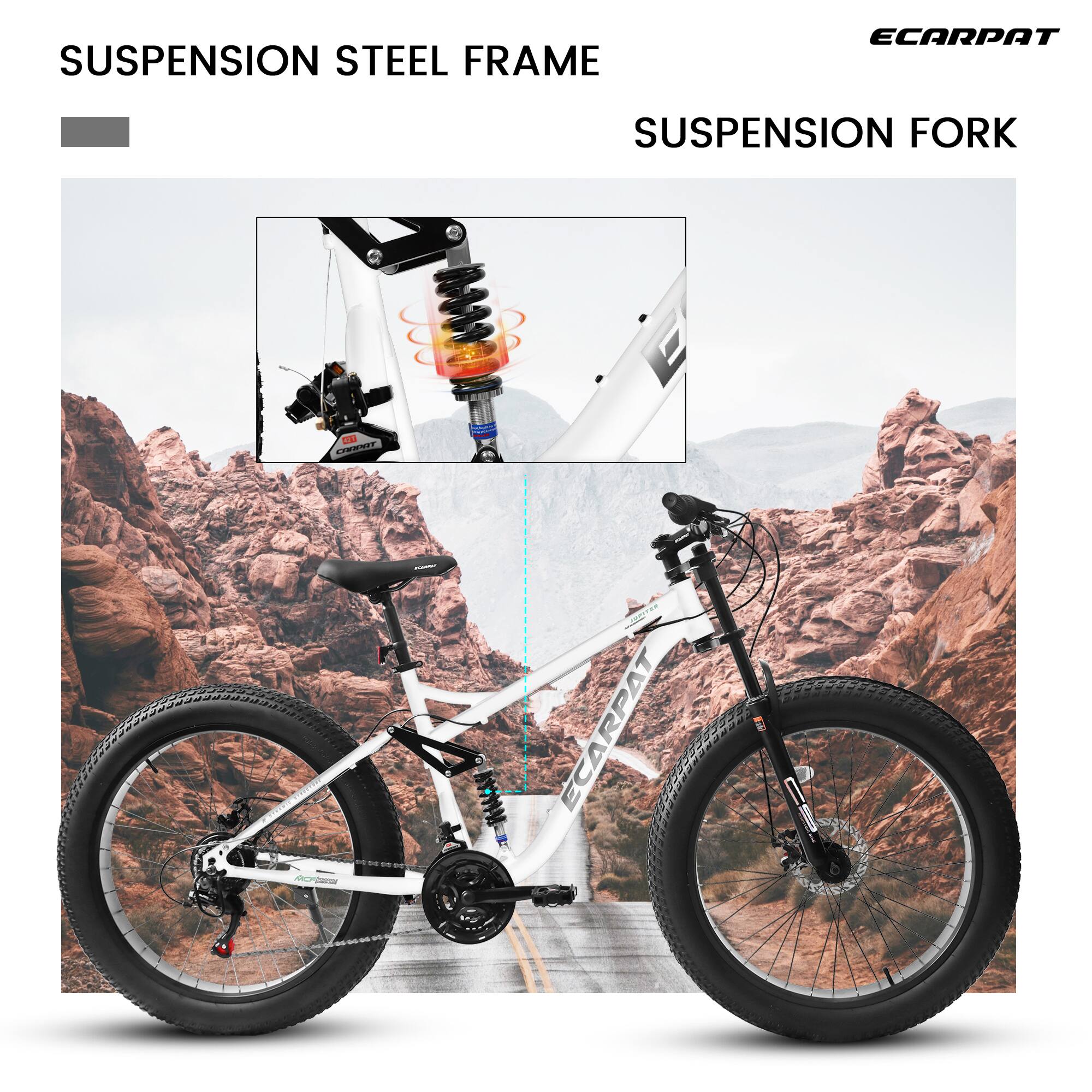 Anysun 26 inch Mountain Bike,Full Suspension 21 Speeds Drivetrain with ...