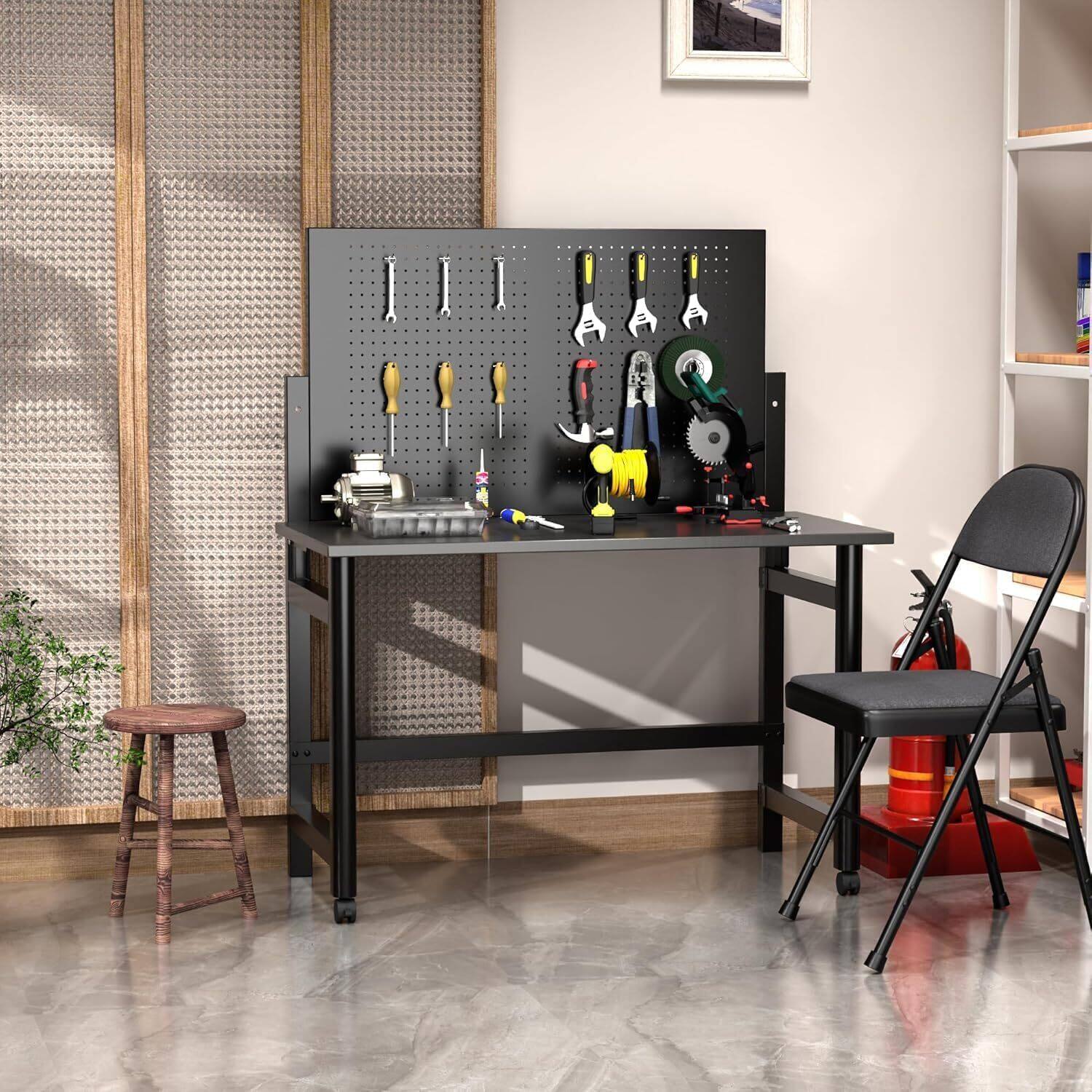 Acekool Foldable Heavy Duty Wall Mounted Workbench, with Pegboard NNN ...