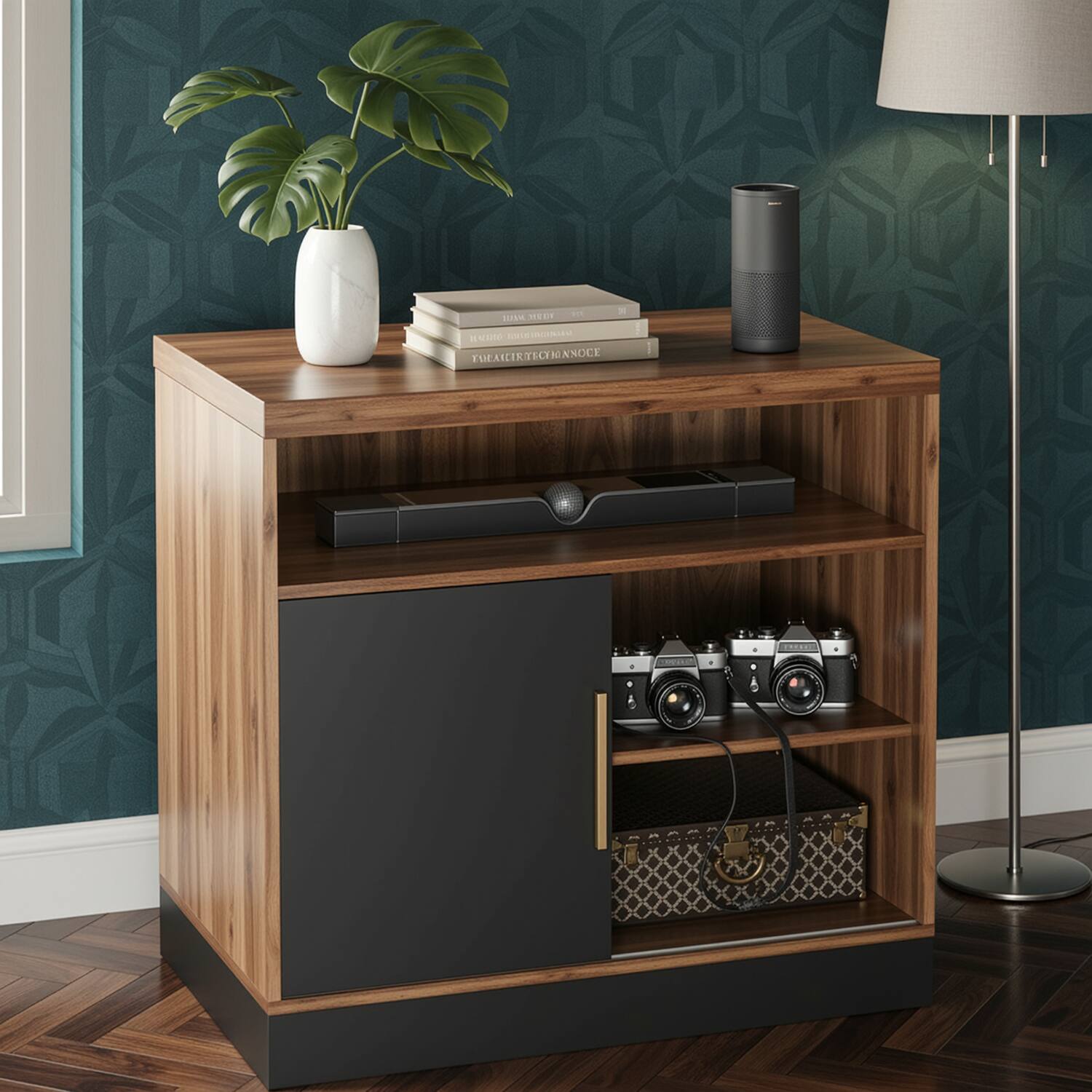 ModernMate Modern Wood Accent Cabinet with Sliding Door, Adjustable ...