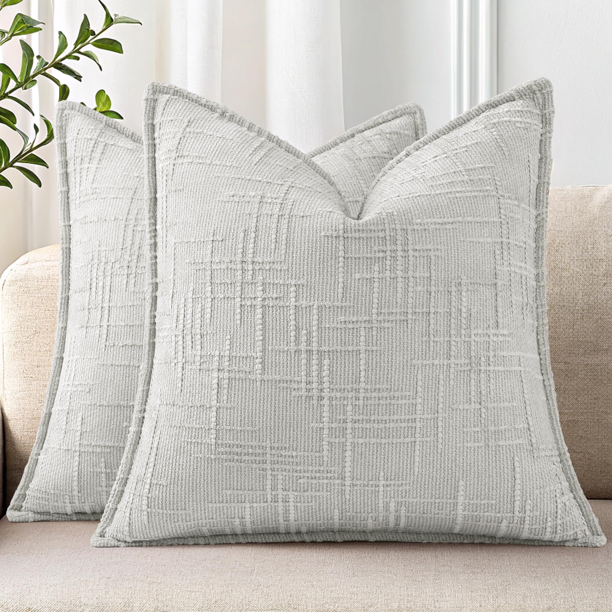 NICHOLAS KLEIN Chenille Throw Pillow Covers 18 Thick Textured Slubby ...