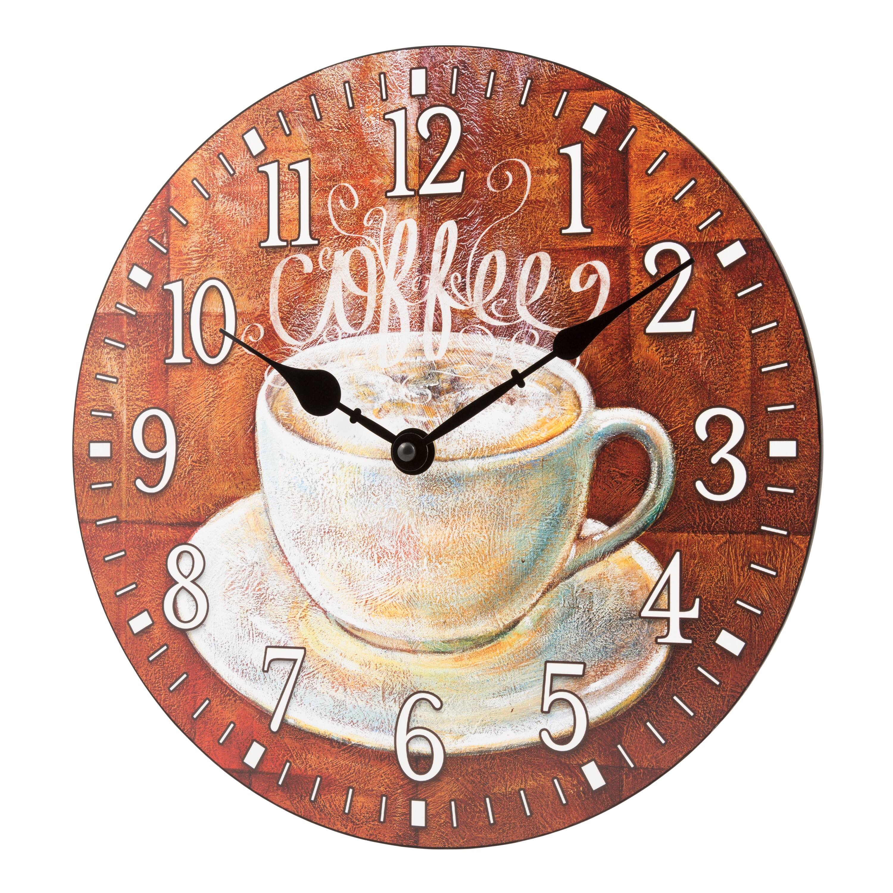La Crosse Clock Co. 12 inch Round Coffee Décor Analog Quartz Wall Clock ...