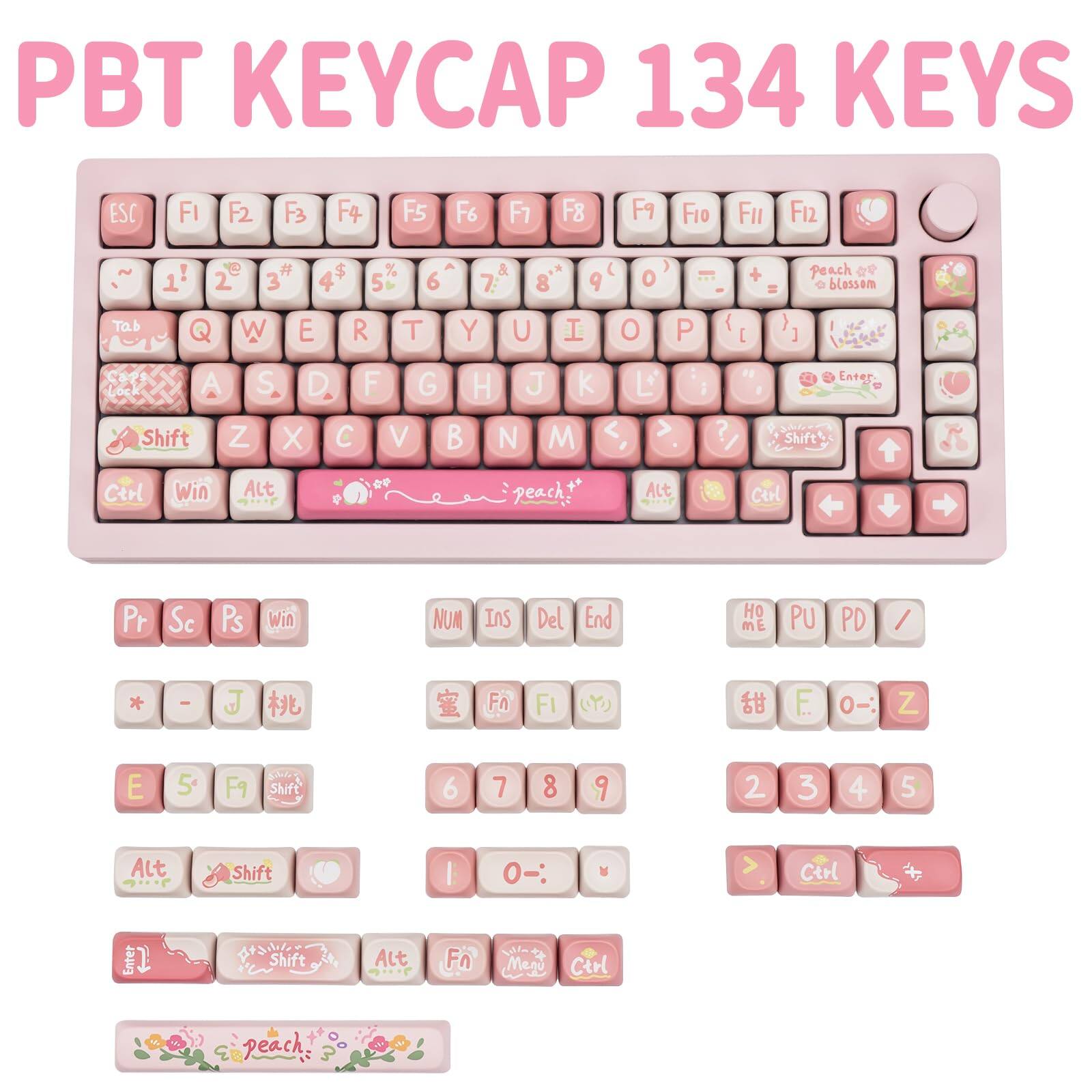 Live At Space 134 Key Peach Pbt Keycap Set Moa Profile Dye sublimation ...