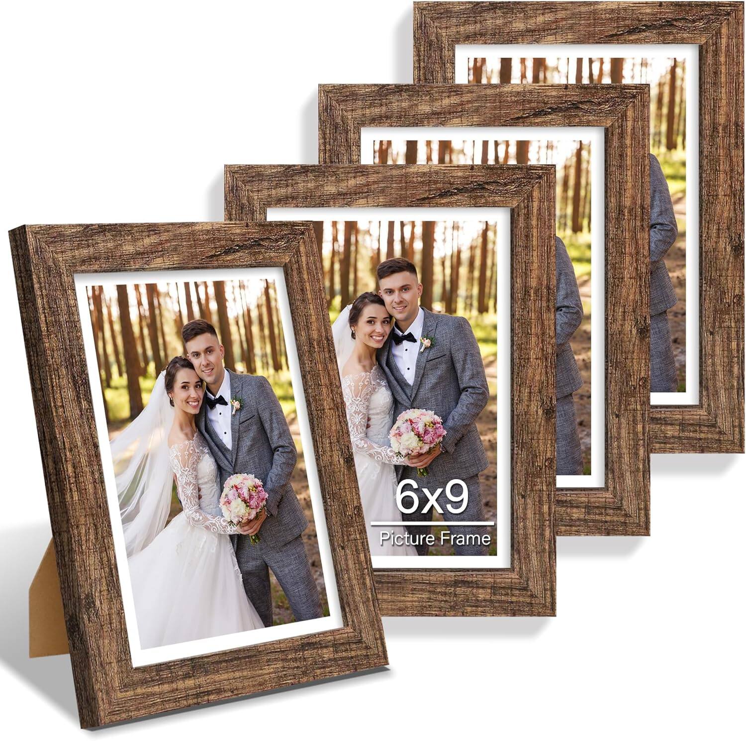 blue 5x7 Picture Frame Set of 4, Made of Real Glass and Distressed ...