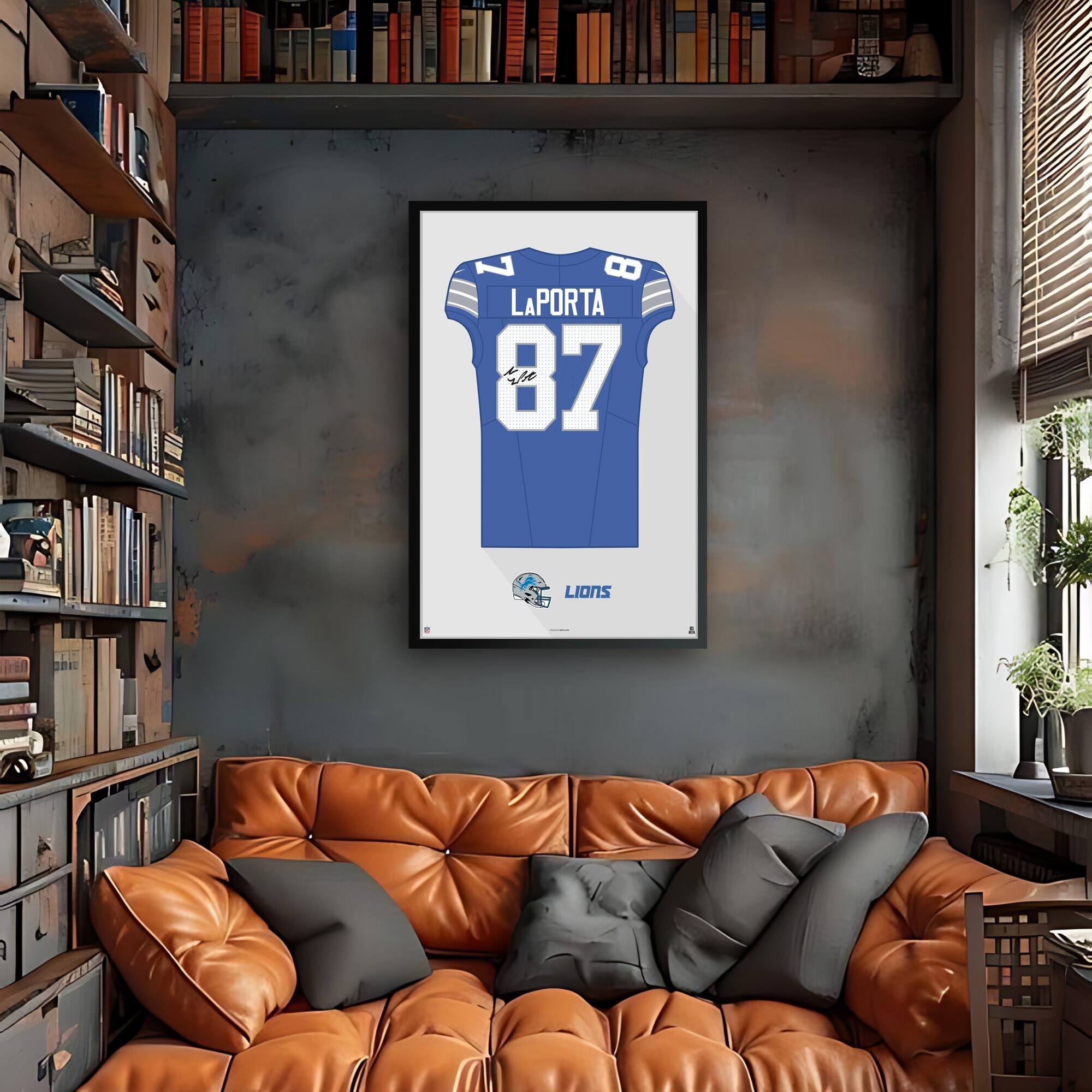 Sporticulture Sam LaPorta Detroit Lions 27" x 39" Home Jersey Framed ...