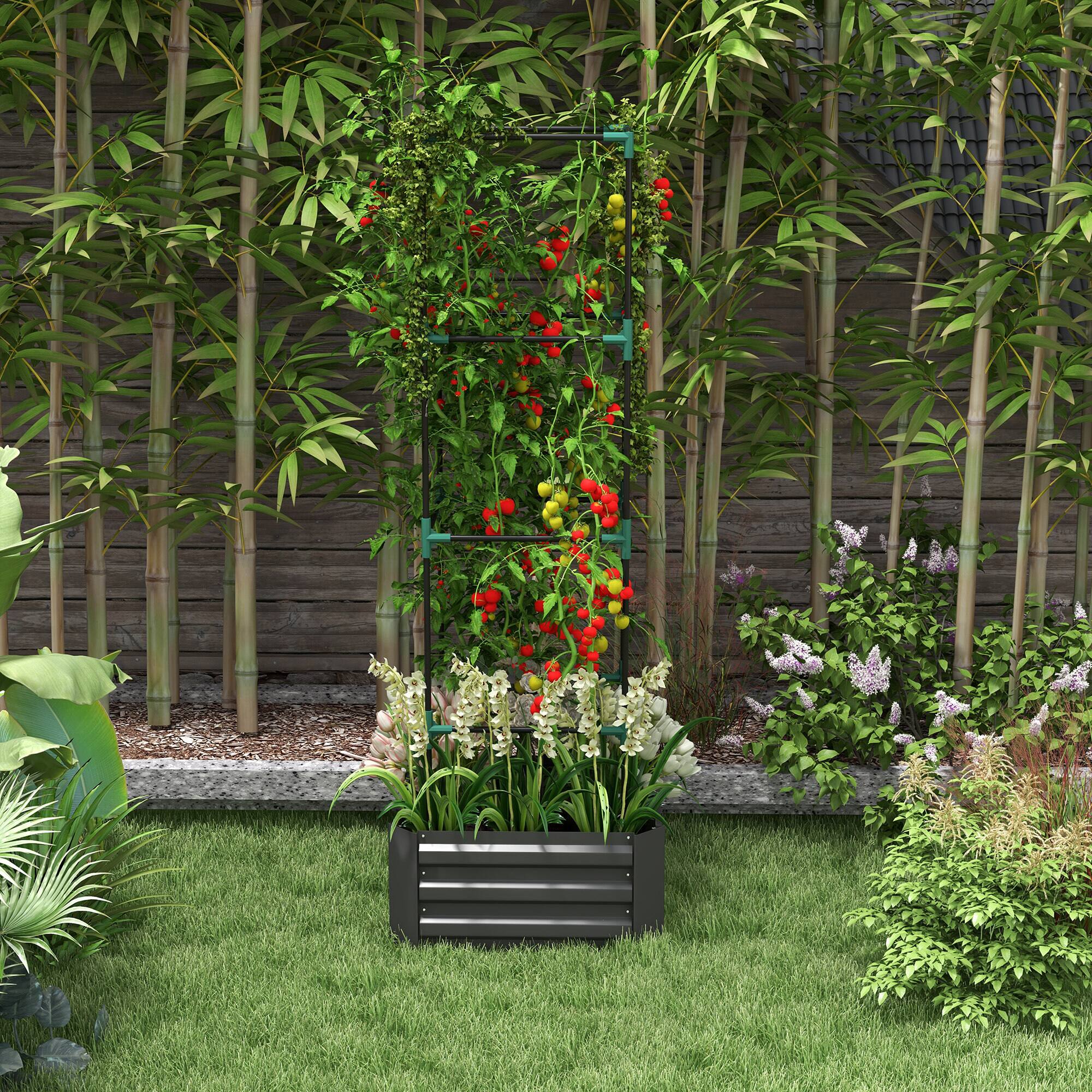 Outsunny Galvanized Raised Garden Bed, 73.5" Tall Outdoor Planter Box ...