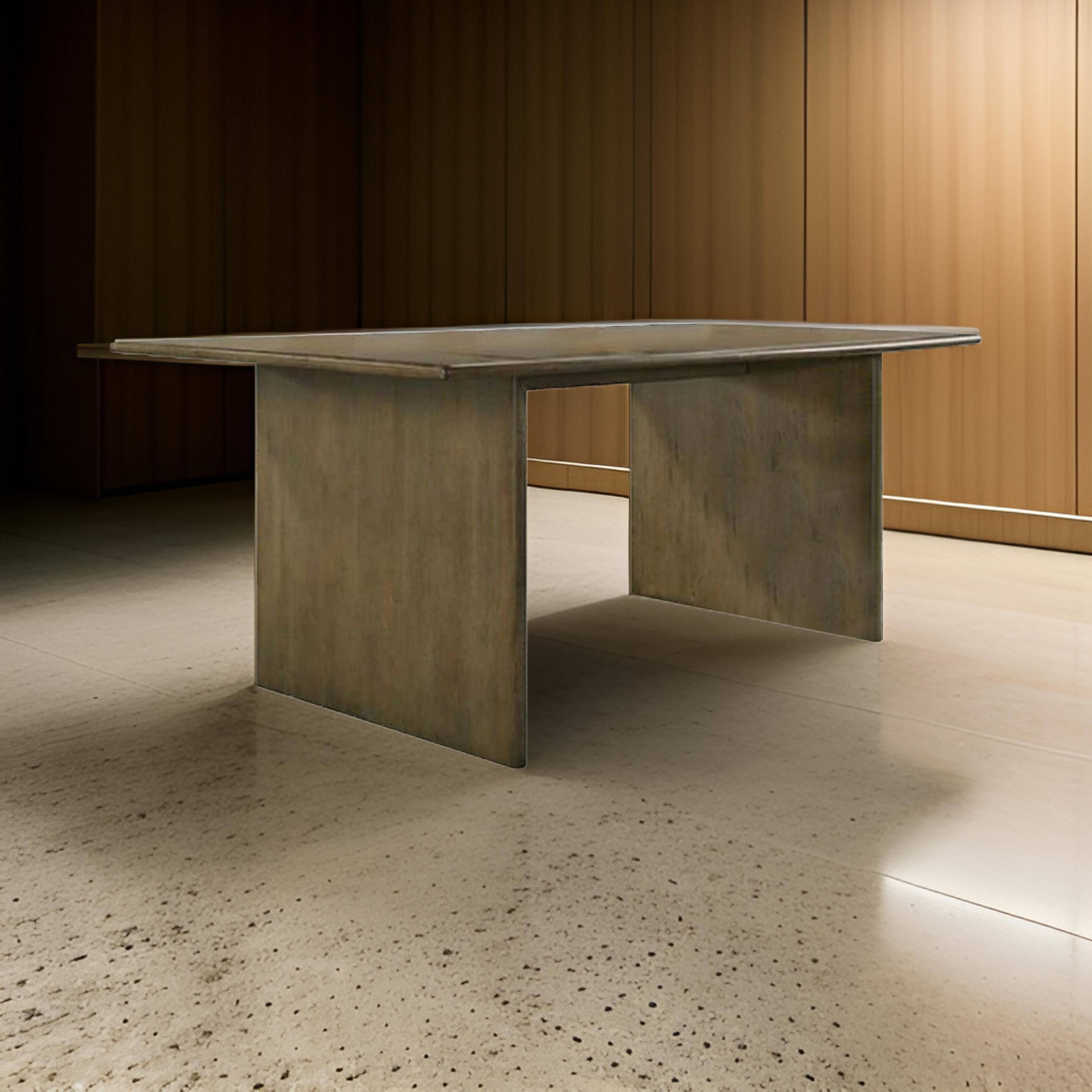 Manhattan Lane Gael 72 Inch Dining Table, Rectangular, Curved Panel Legs, Textured Brown ...