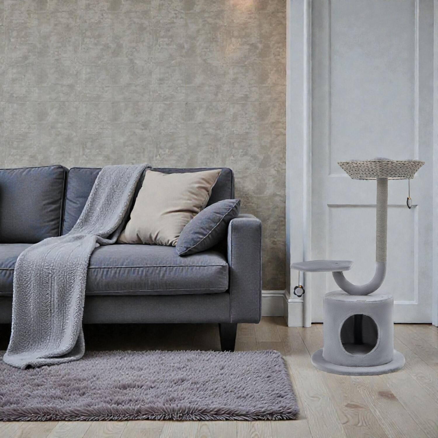 BreeBe Indoor Cat Tree with 42 Inch Height and Durable Arched Metal ...