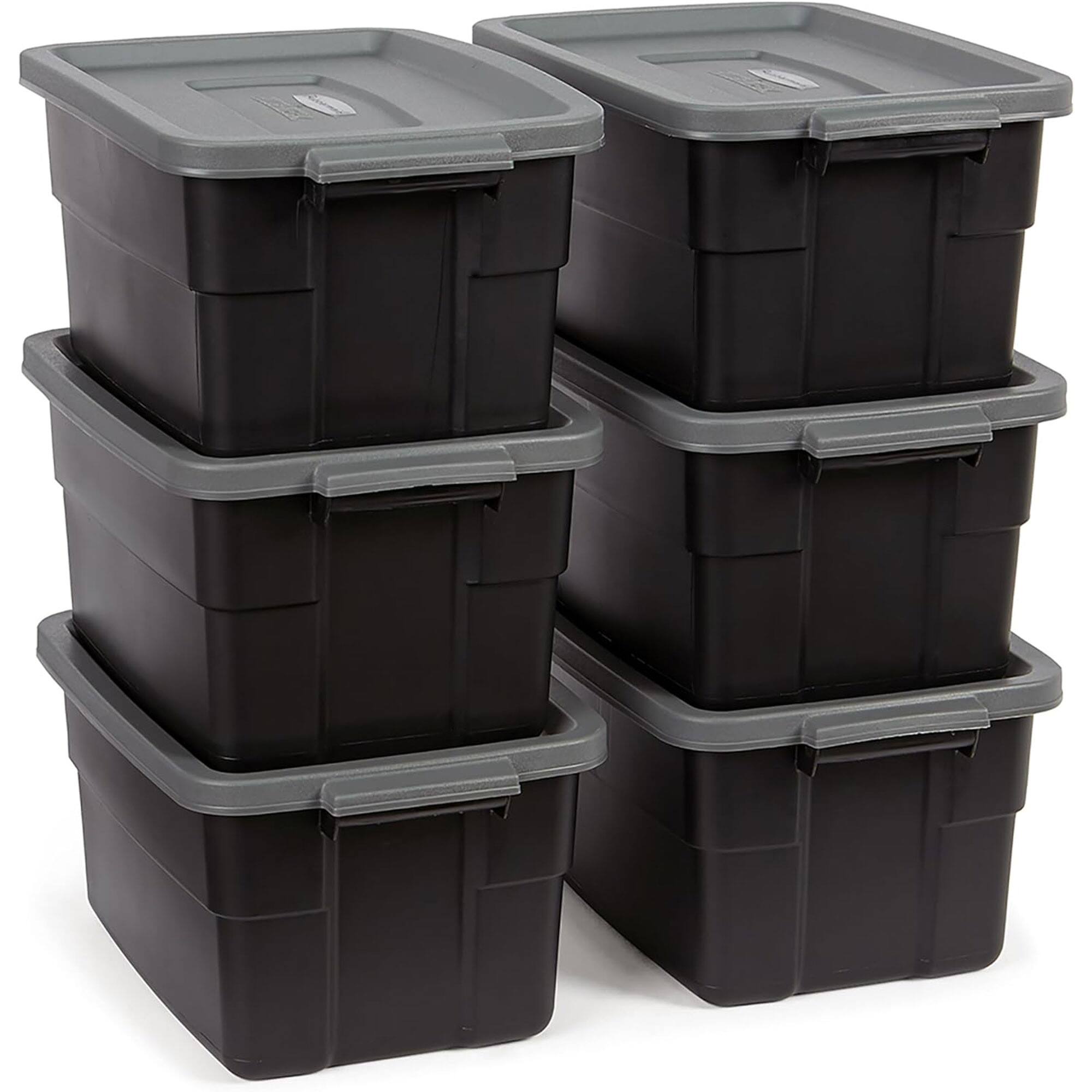 RubberMaid Roughneck Tote 3 Gallon Storage Container, Black/Cool Gray ...