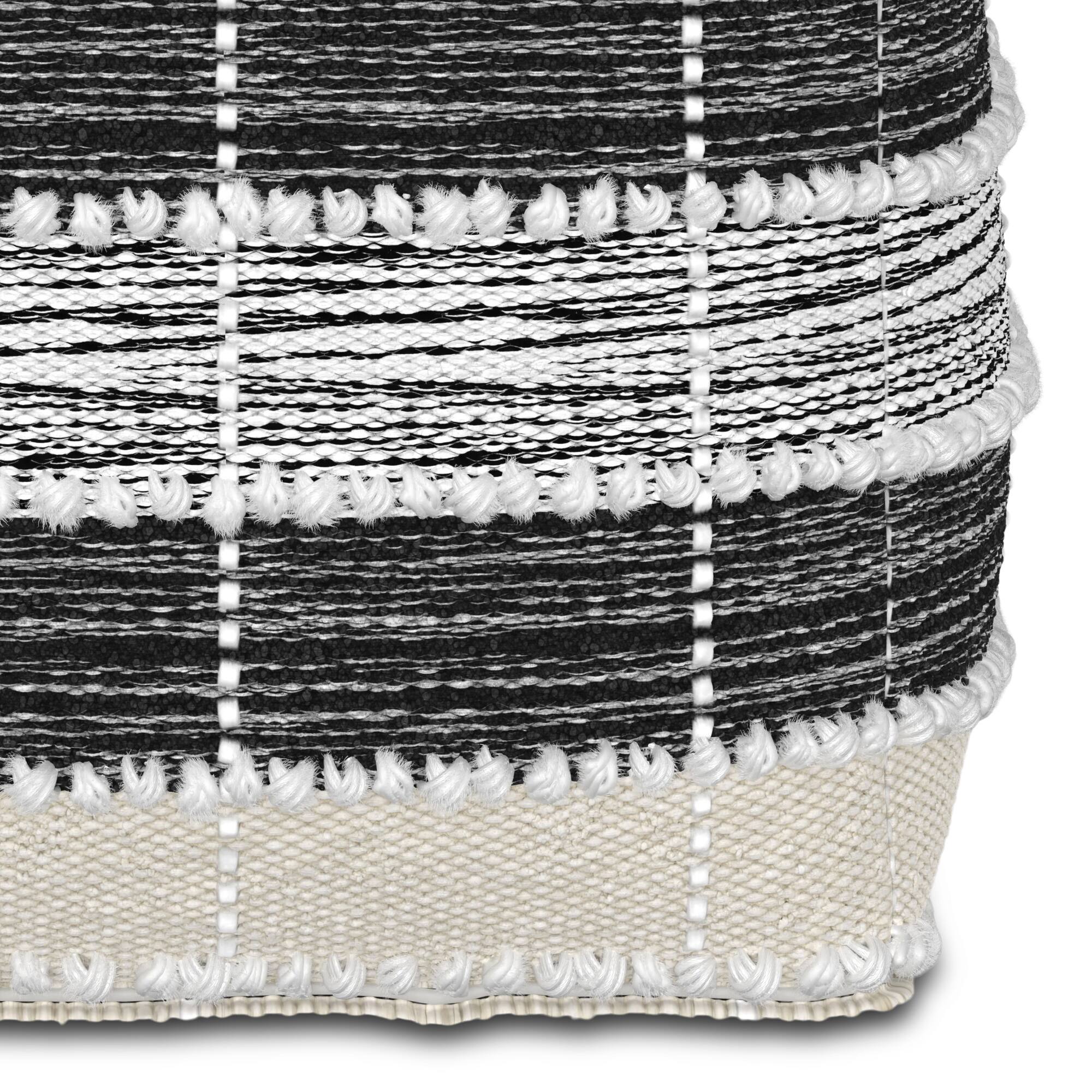 Simpli Home Barley Boho Square Pouf Polystyrene Filling White, Beige, Black AXCPF-81-WBB - Best Buy
