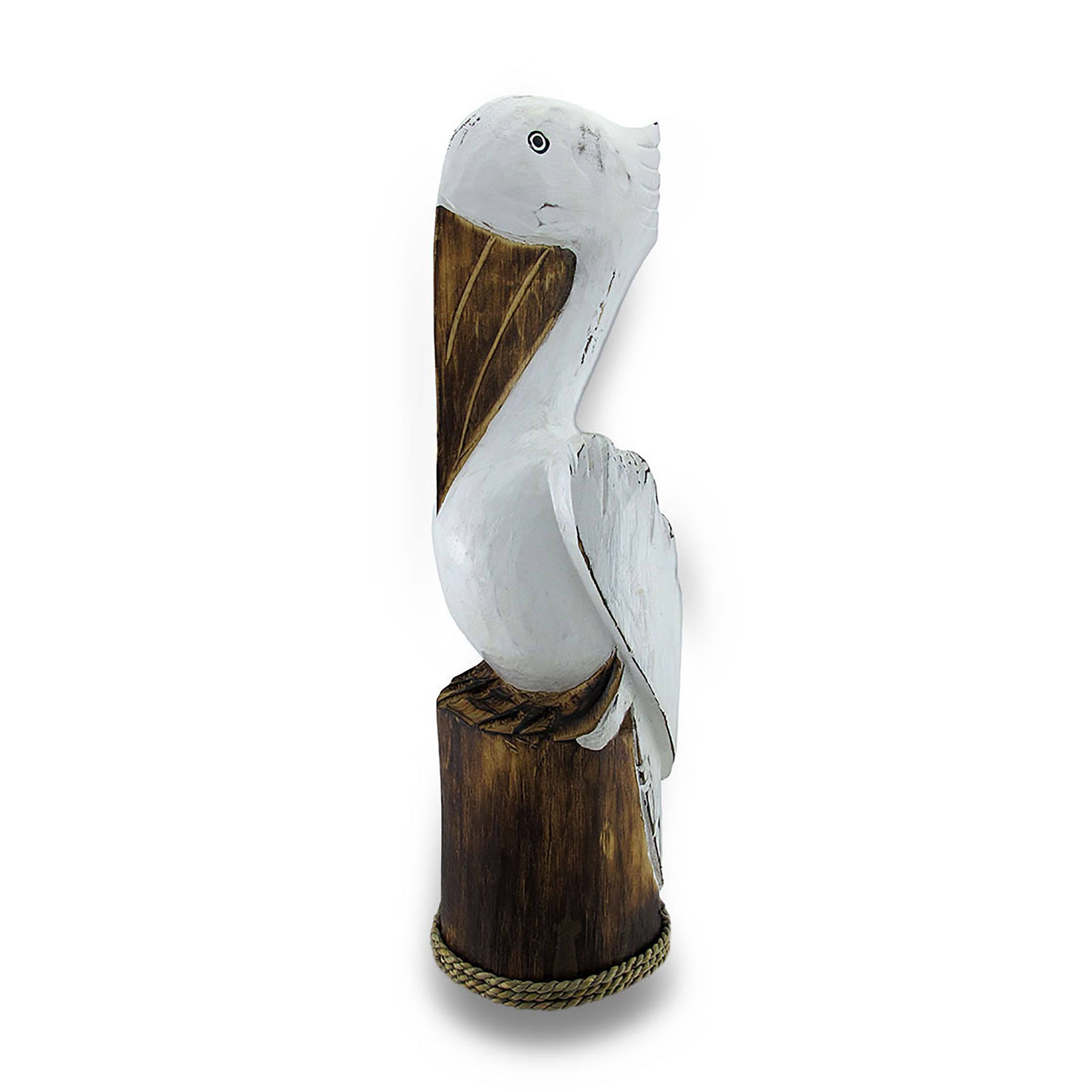Zeckos Hand Carved / Painted Wooden Pelican On Piling Statue Coastal ...