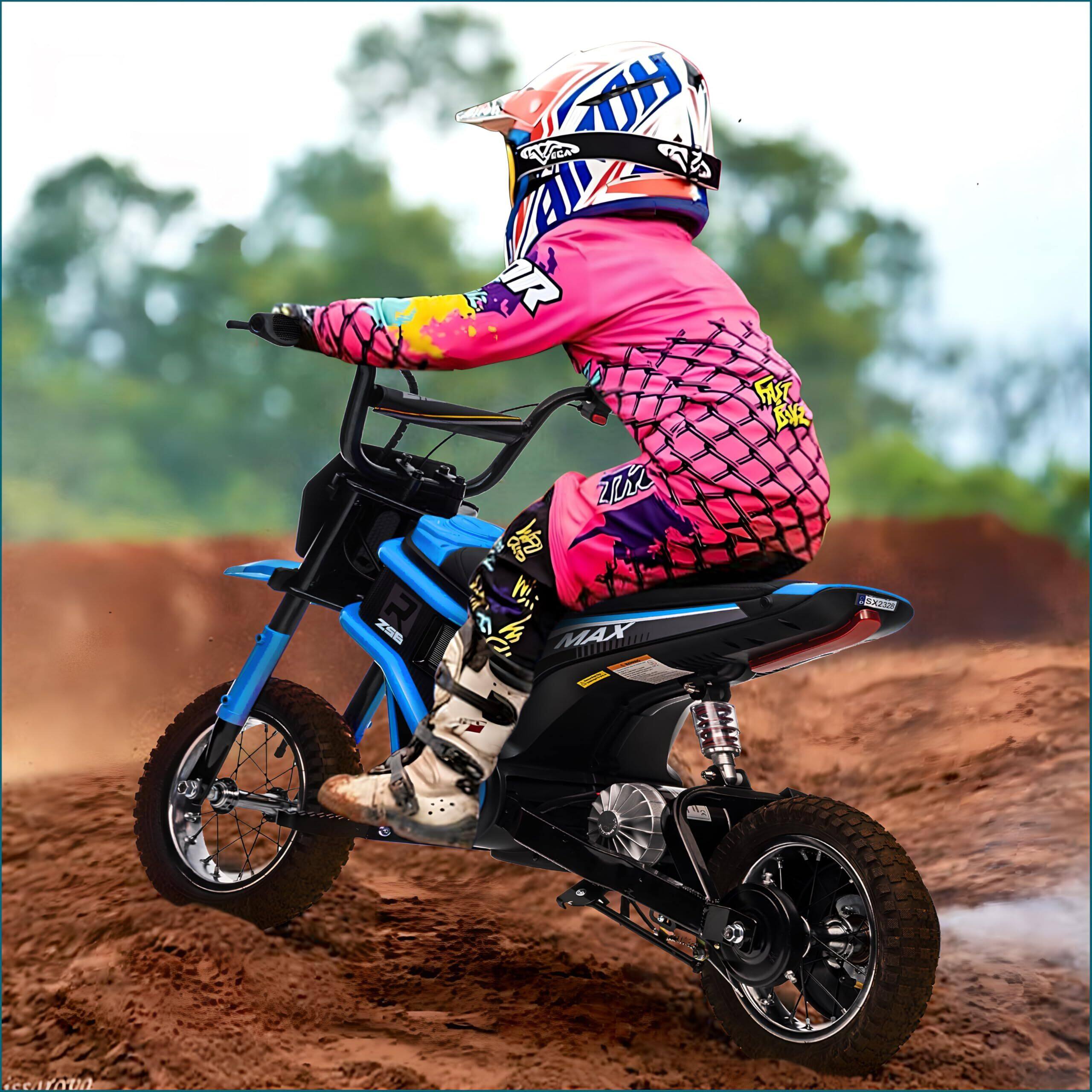 Jojoka Kids Ride On Electric Dirt Bike,Kids All Terrain Electric Motorcycle,24V Blue lyp-PTO ...