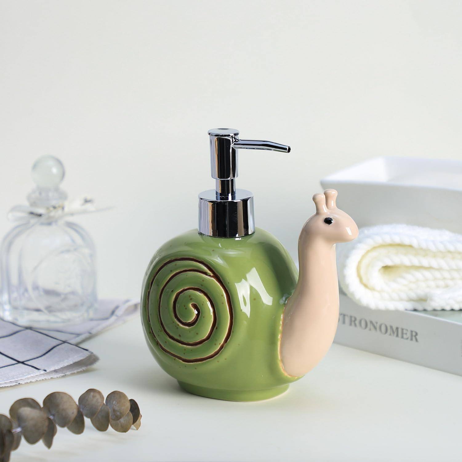 Dapper Styles Ceramic Retro Snail Shape Soap Dispenser With Plastic ...