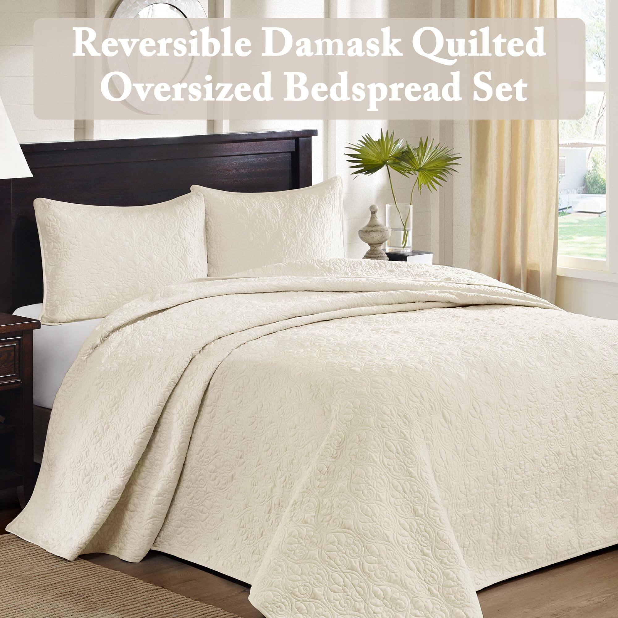 Paradigms Interiors Quebec Size Quilt Bedding Set Damask 2 Piece ...