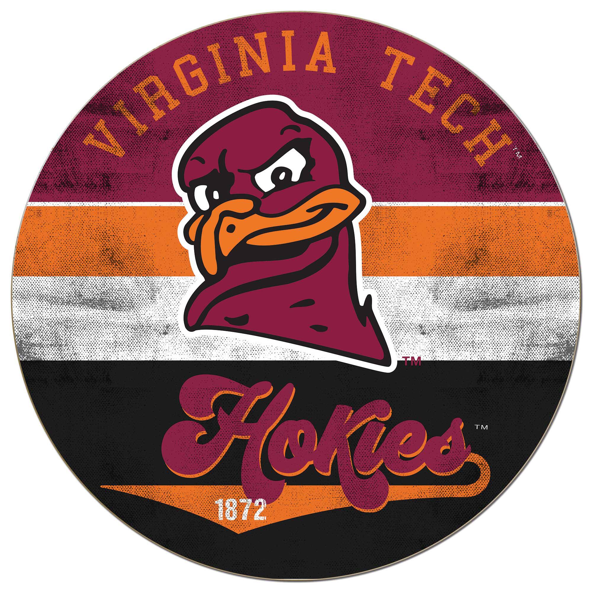 Jardine Virginia Tech Hokies 20'' x 20'' Retro Logo Circle Sign Maroon ...