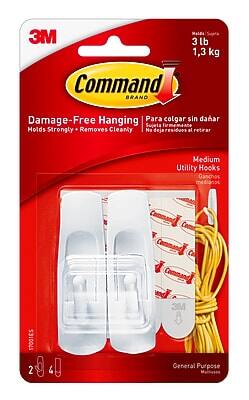 Command Medium Utility Hooks, 3 lb., 2/Pack White 17001ES - Best Buy