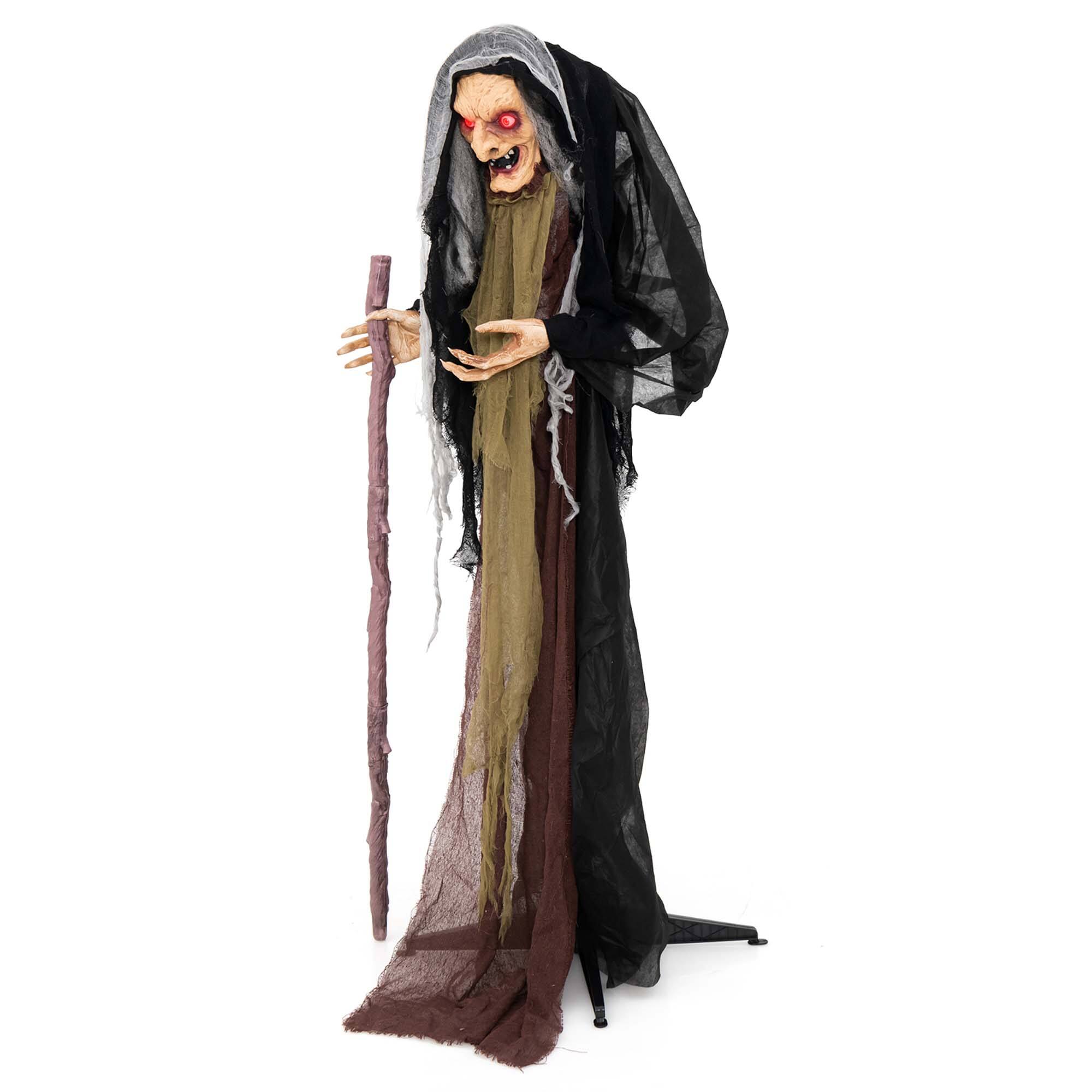 Costway 5 FT Halloween Animated Standing Witch Life Size Decoration ...