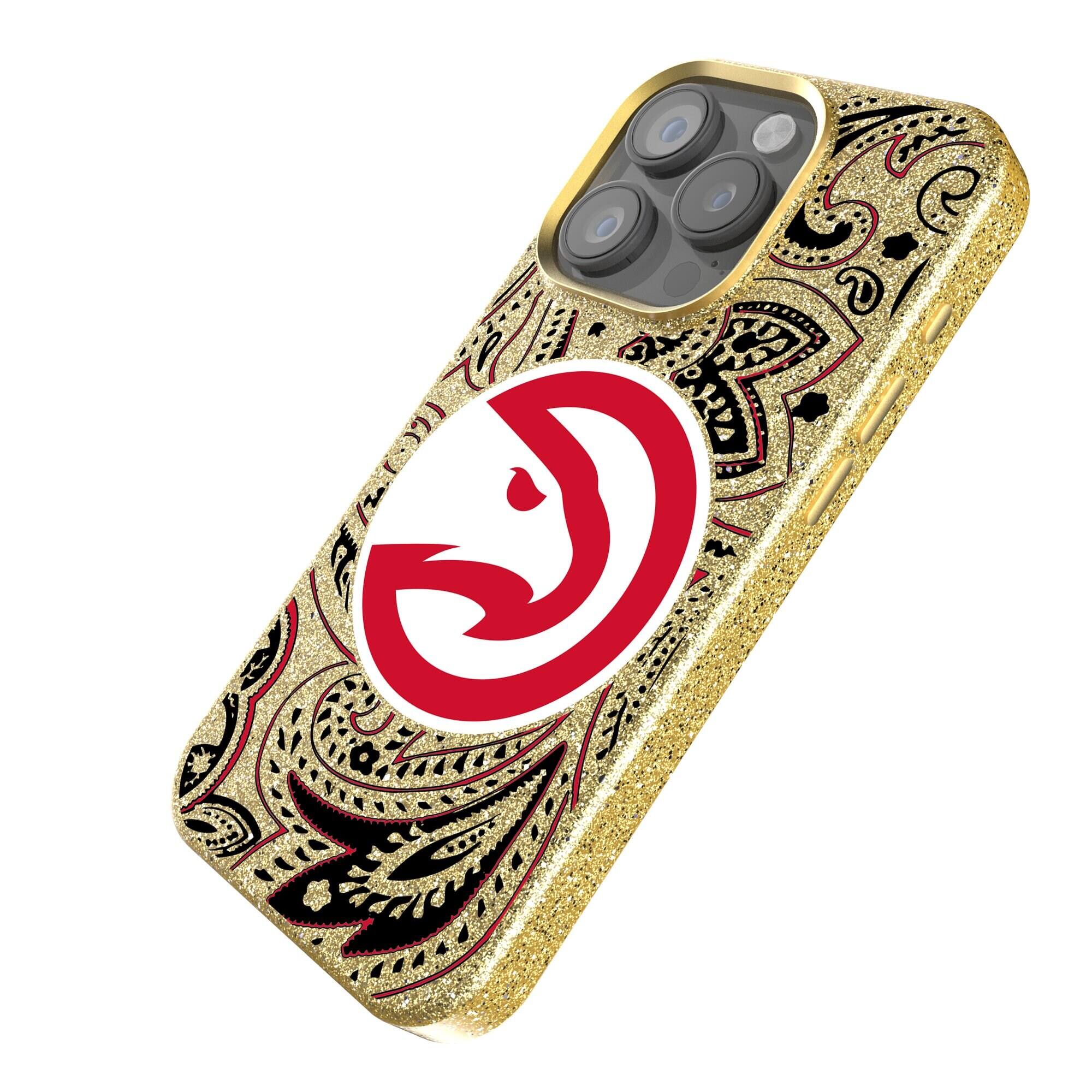 Keyscaper NBA Atlanta Hawks Paisley Bling iPhone Case 16 Plus Gold ...