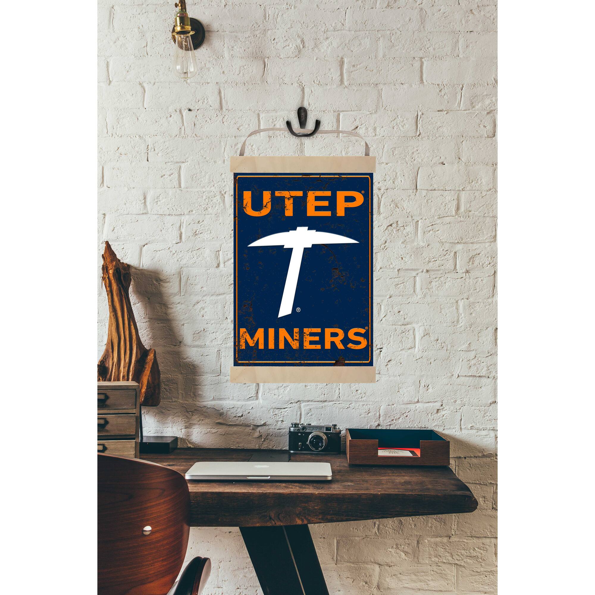 Jardine UTEP Miners 12'' x 20'' Faux Rust Banner Sign Orange 5201740 ...