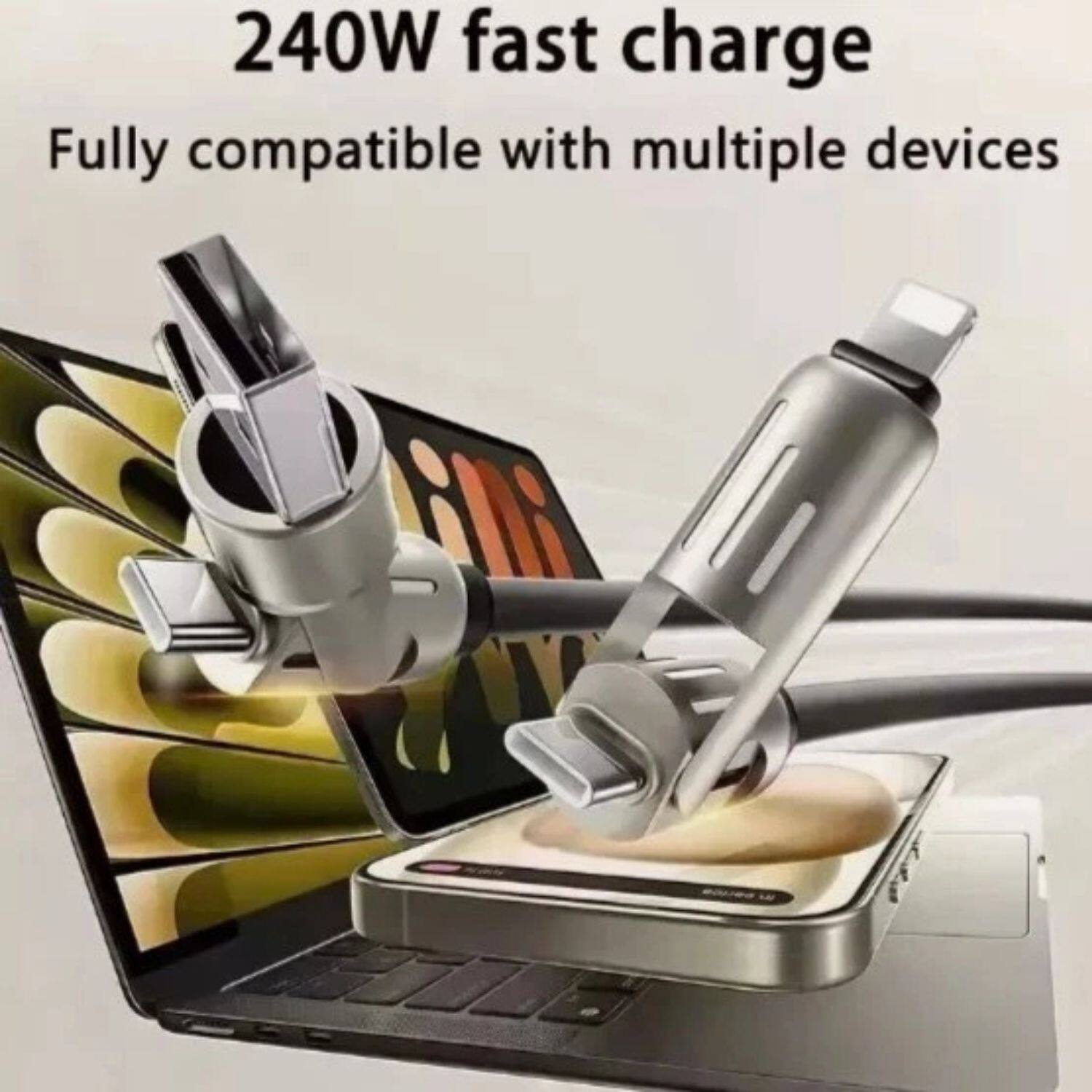 Home Collection 4 in 1 Multi USB Fast Charging Cable – 240W Max Power ...