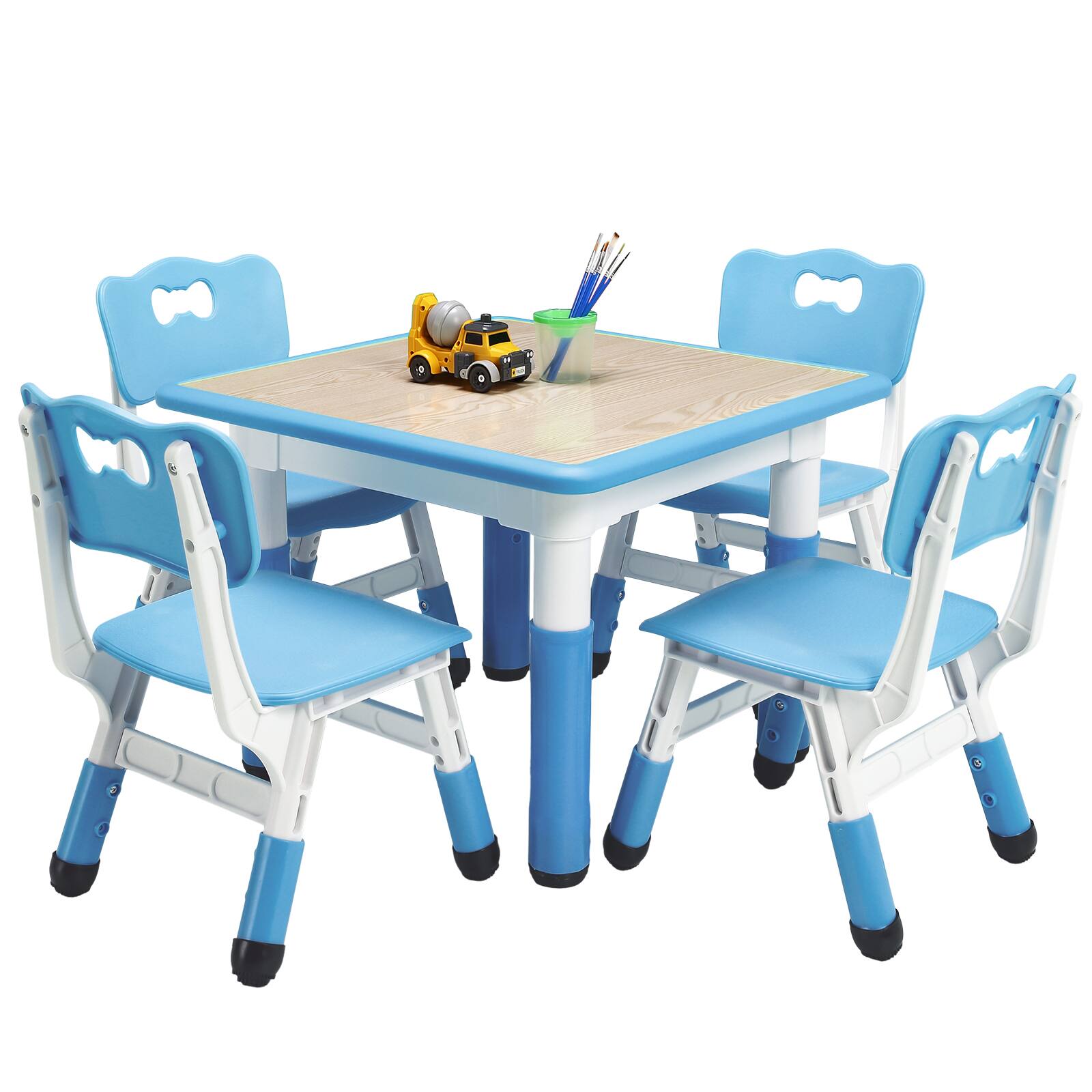 Acekool Kids Table and Chairs Set, Toddler Height Adjustable Desk with ...