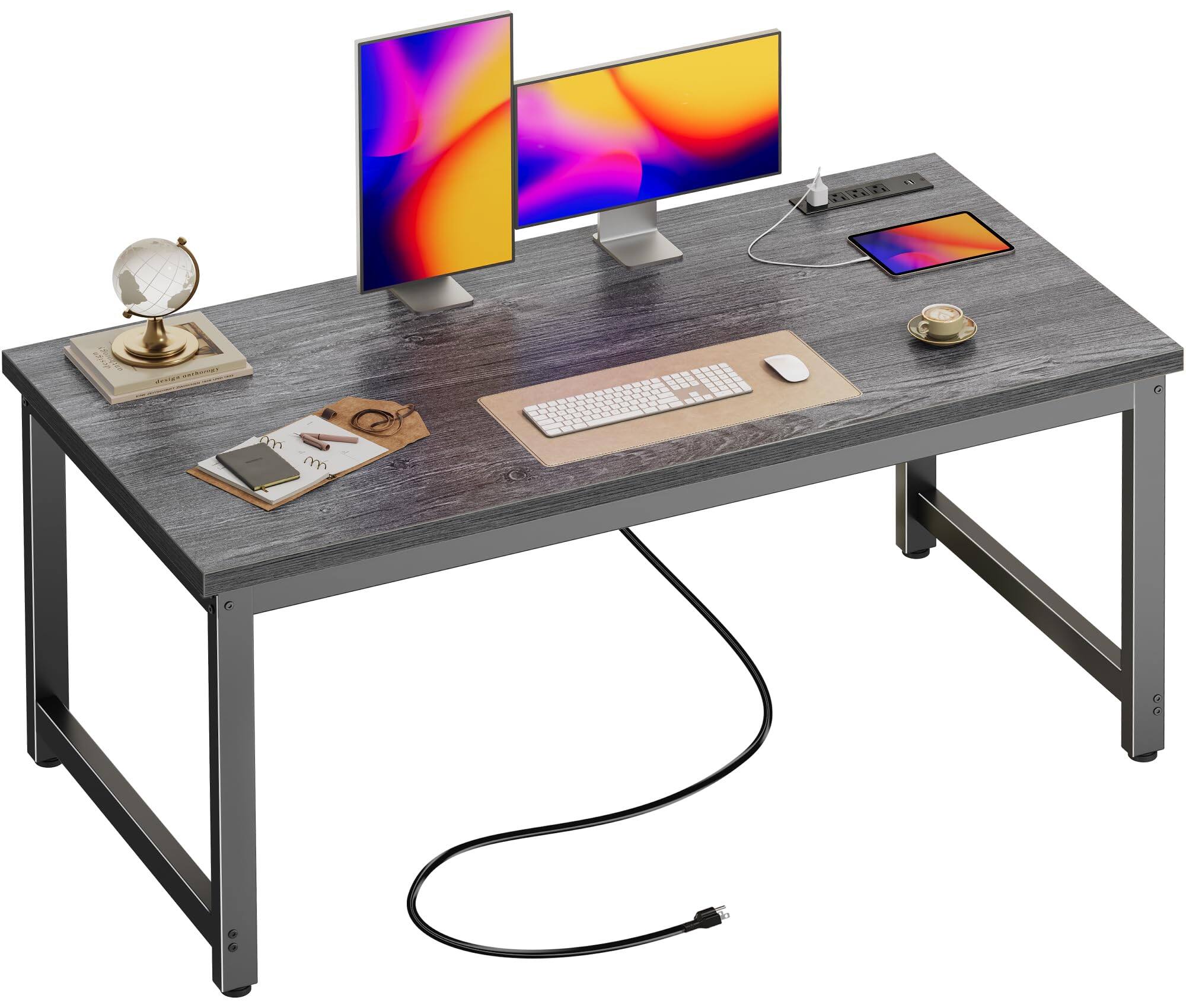 Fabibe 55 X 24 Inch Desk With Power Outlets & Usb c Deeper Thicker ...