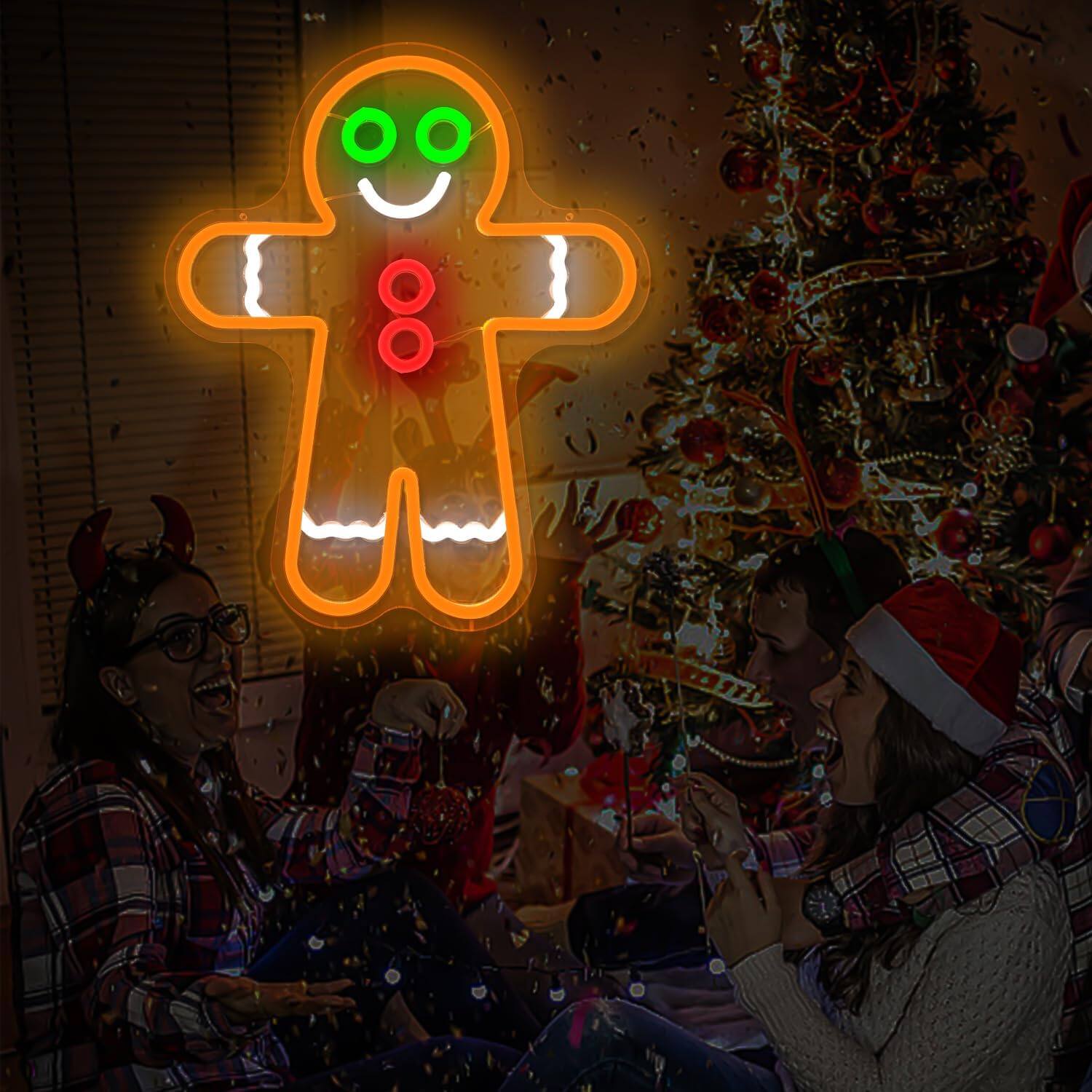 Auledio Gingerbread Man Neon Sign for Wall Decor Christmas Neon Signs ...