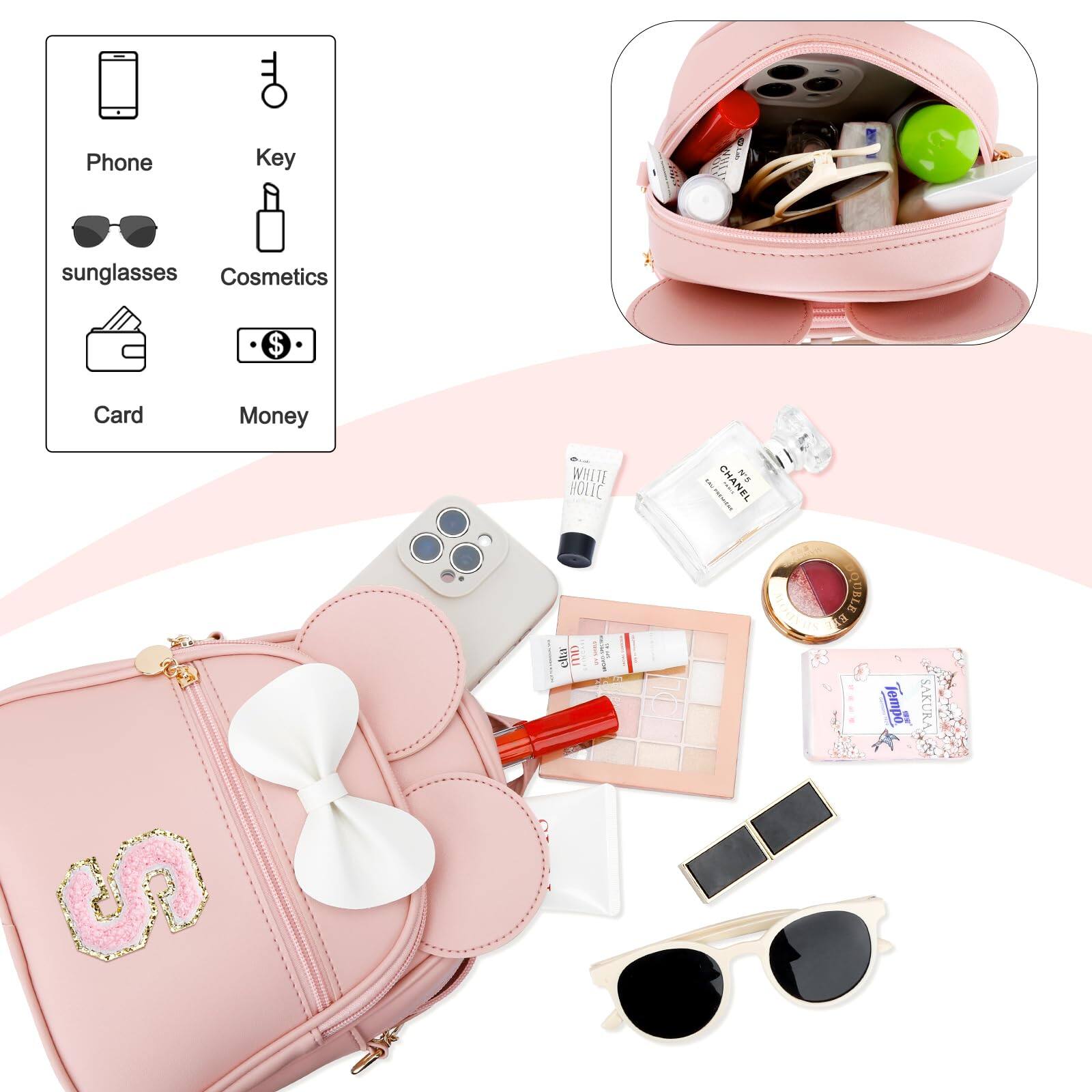 Stamp n Camp Initial Bowknot Cute Mini Backpack For Travel Small Girl ...