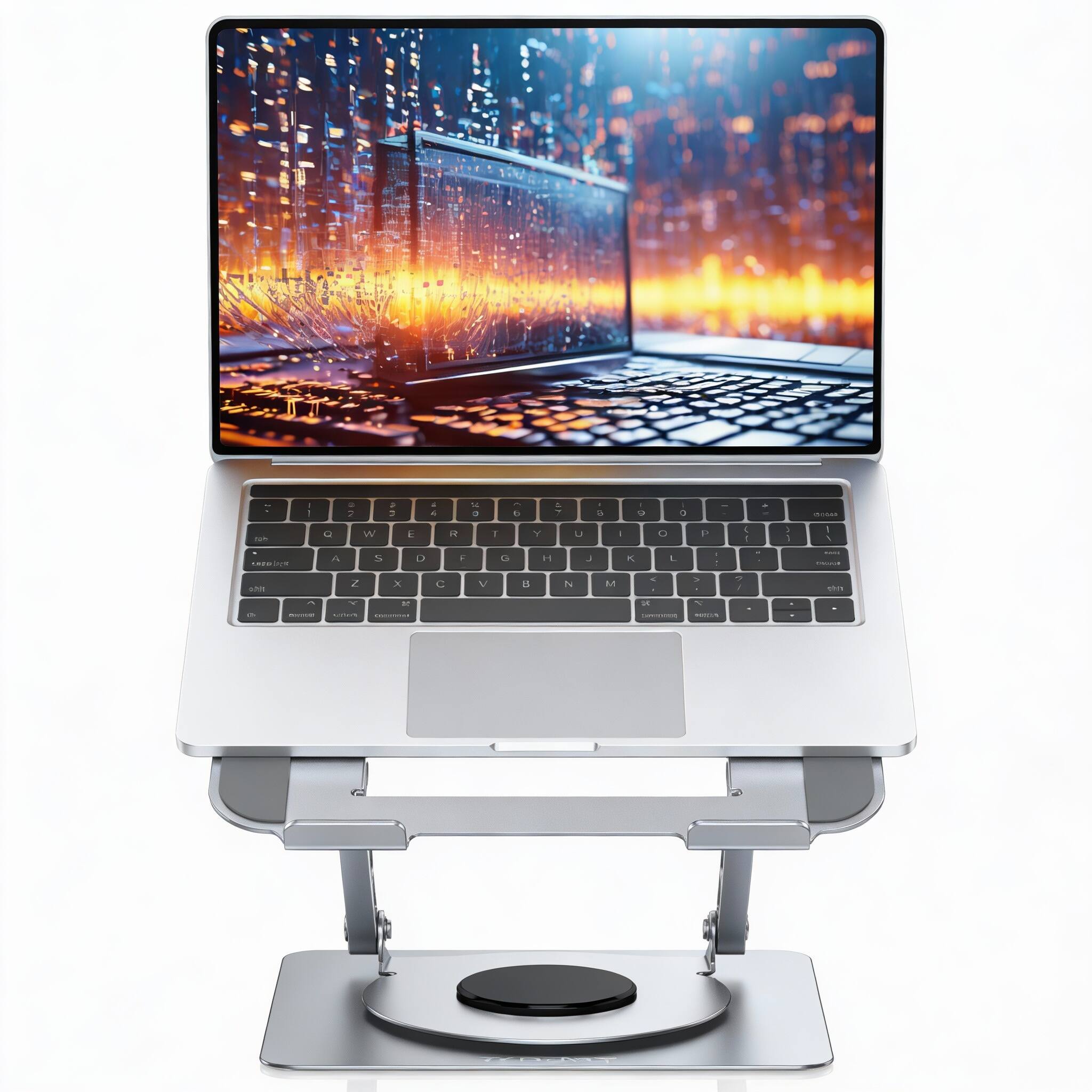 Frangdom 360 Rotating Foldable Laptop Stand Adjustable Riser Silver 360° rot 10 17" 9.45x9.45x1 ...