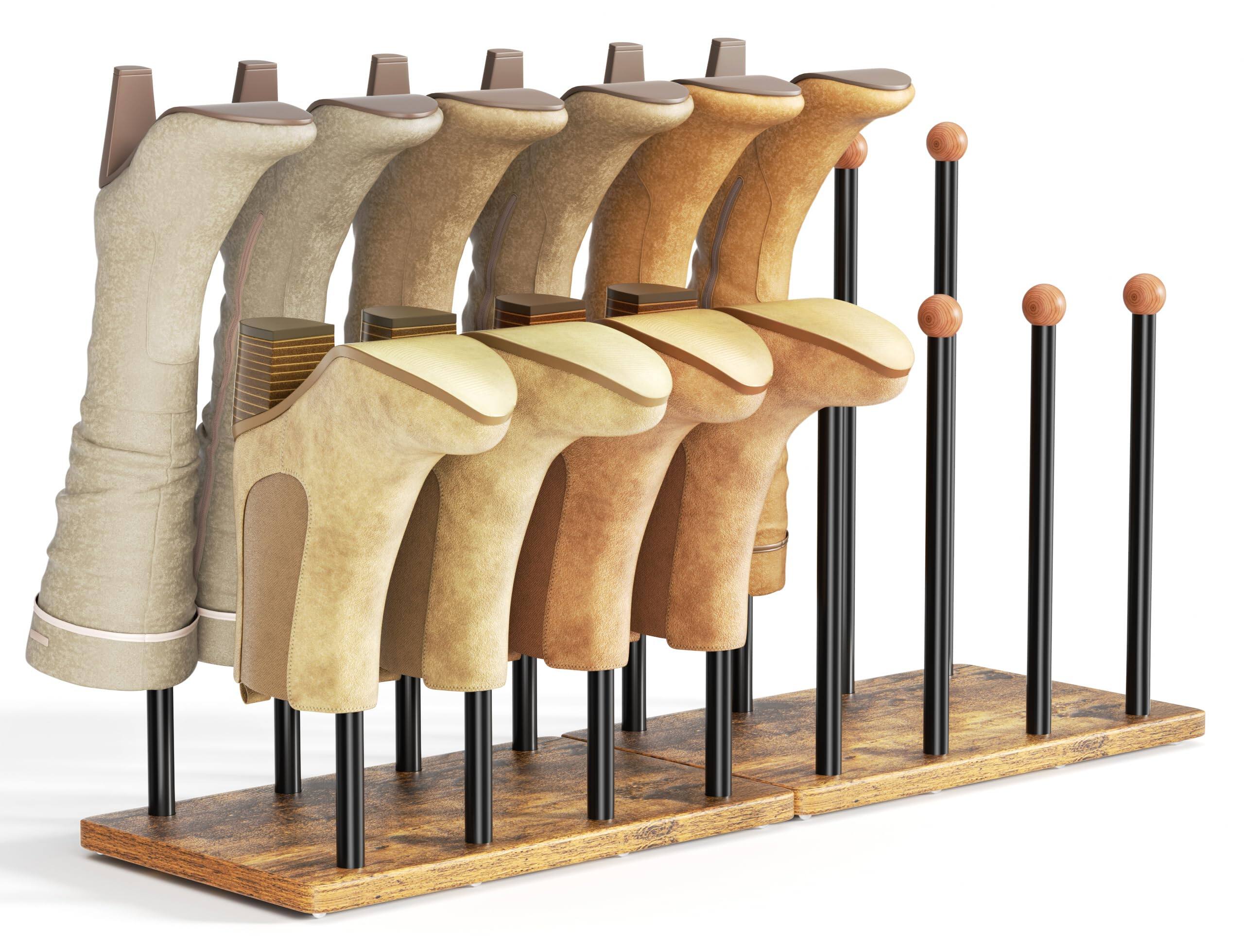 Refined Abode Design Cedar Ball End Boot Rack 8 pair Shoe Organizer ...