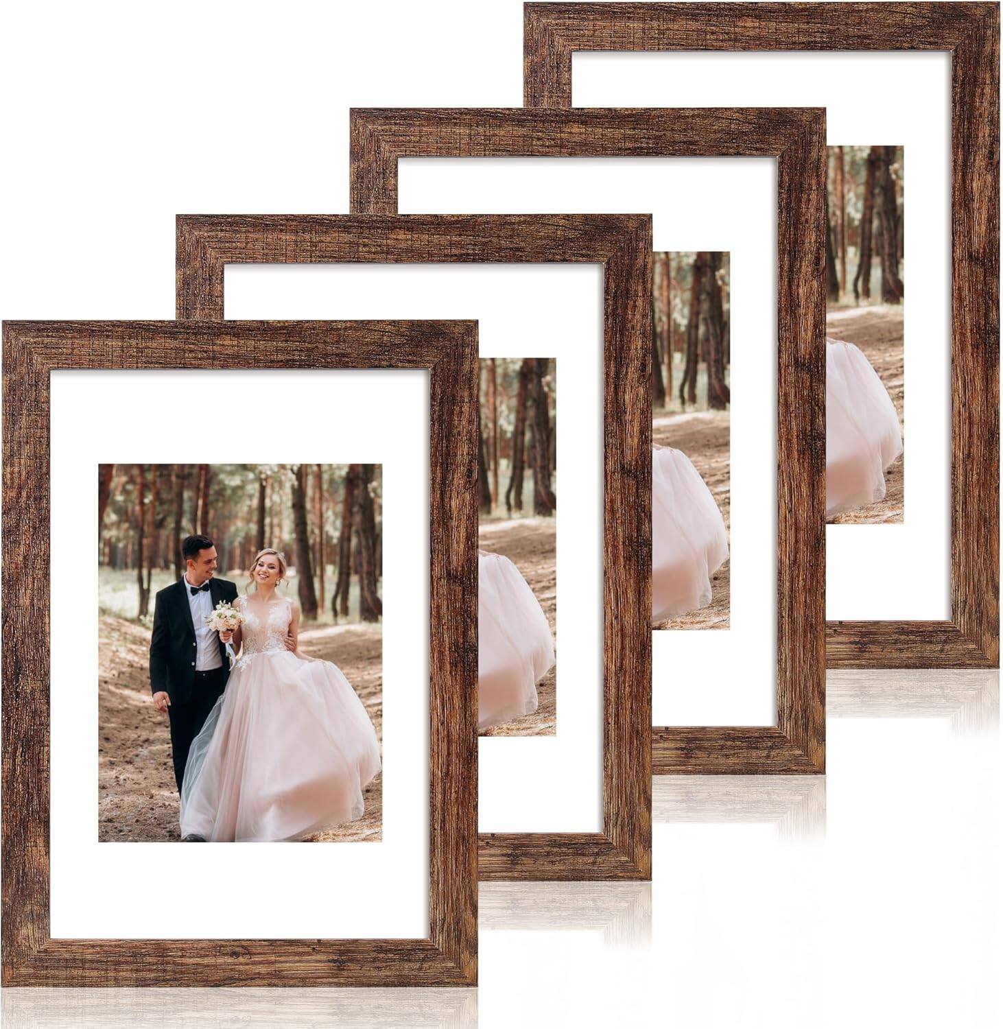 blue 8x10 Picture Frame Set of 4, High Definition Real Glass Rustic ...