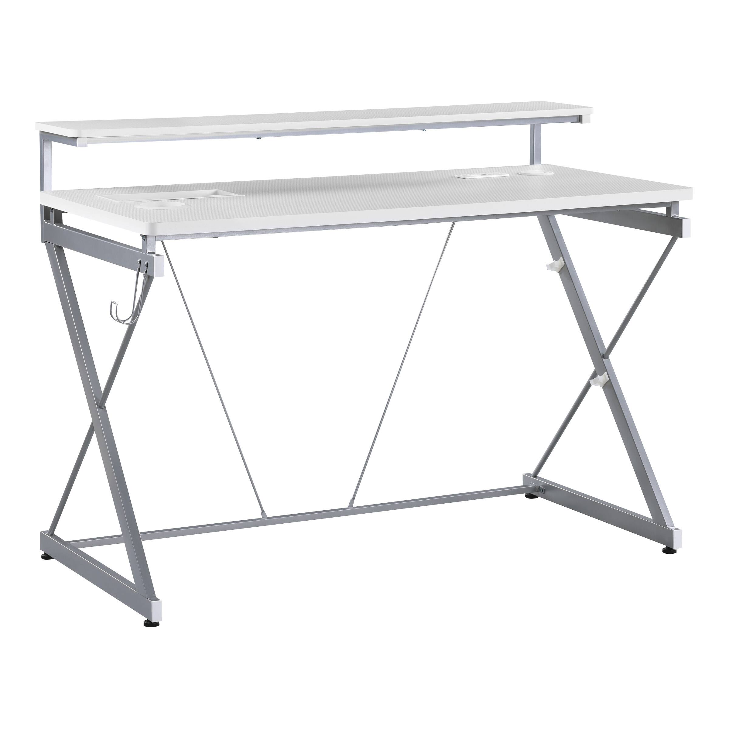 OSP Home Furnishings Emulator Gaming Desk White/ Carbon EMU4824WH ...