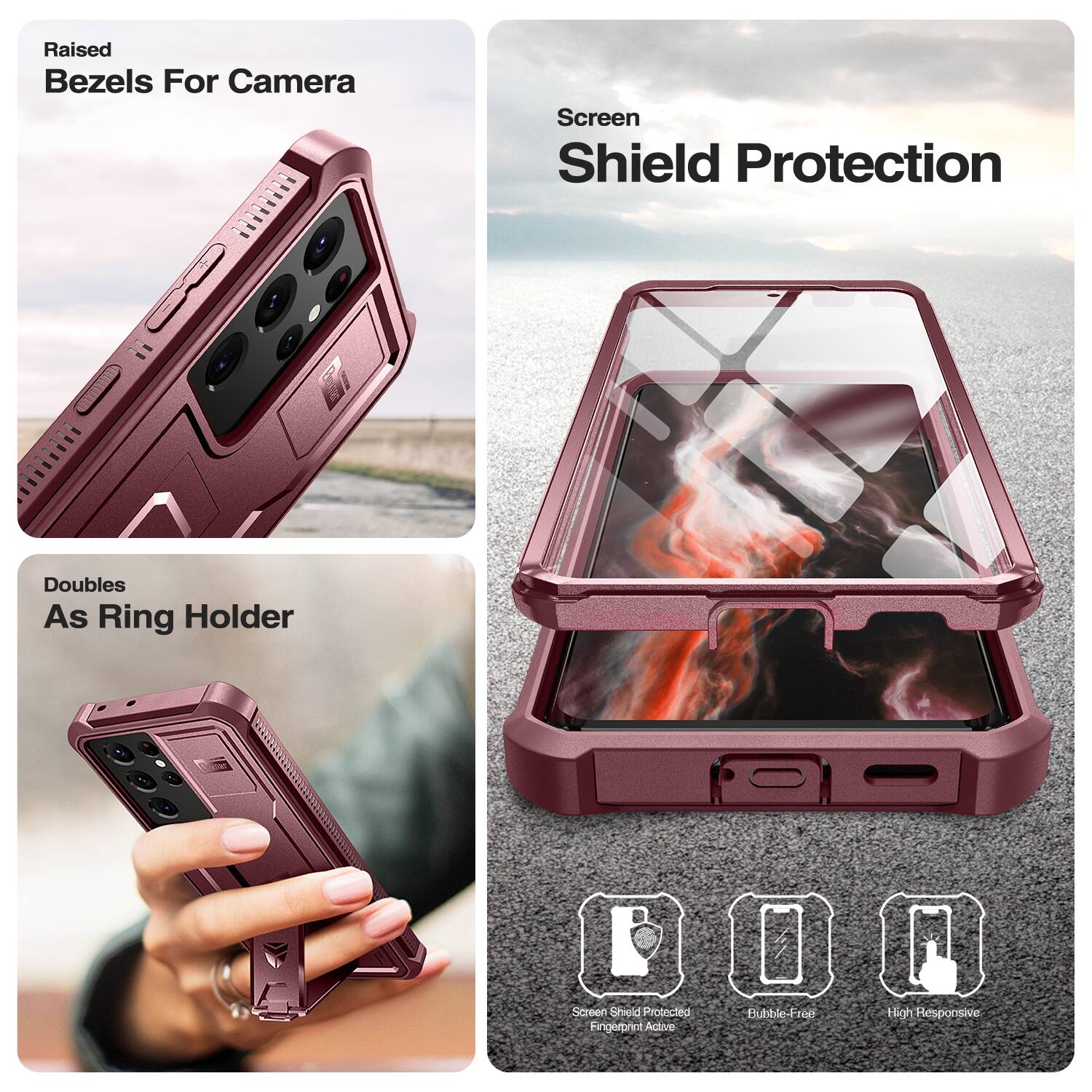 dexnor for Galaxy S21 Ultra Case, [Built in Screen Protector and ...