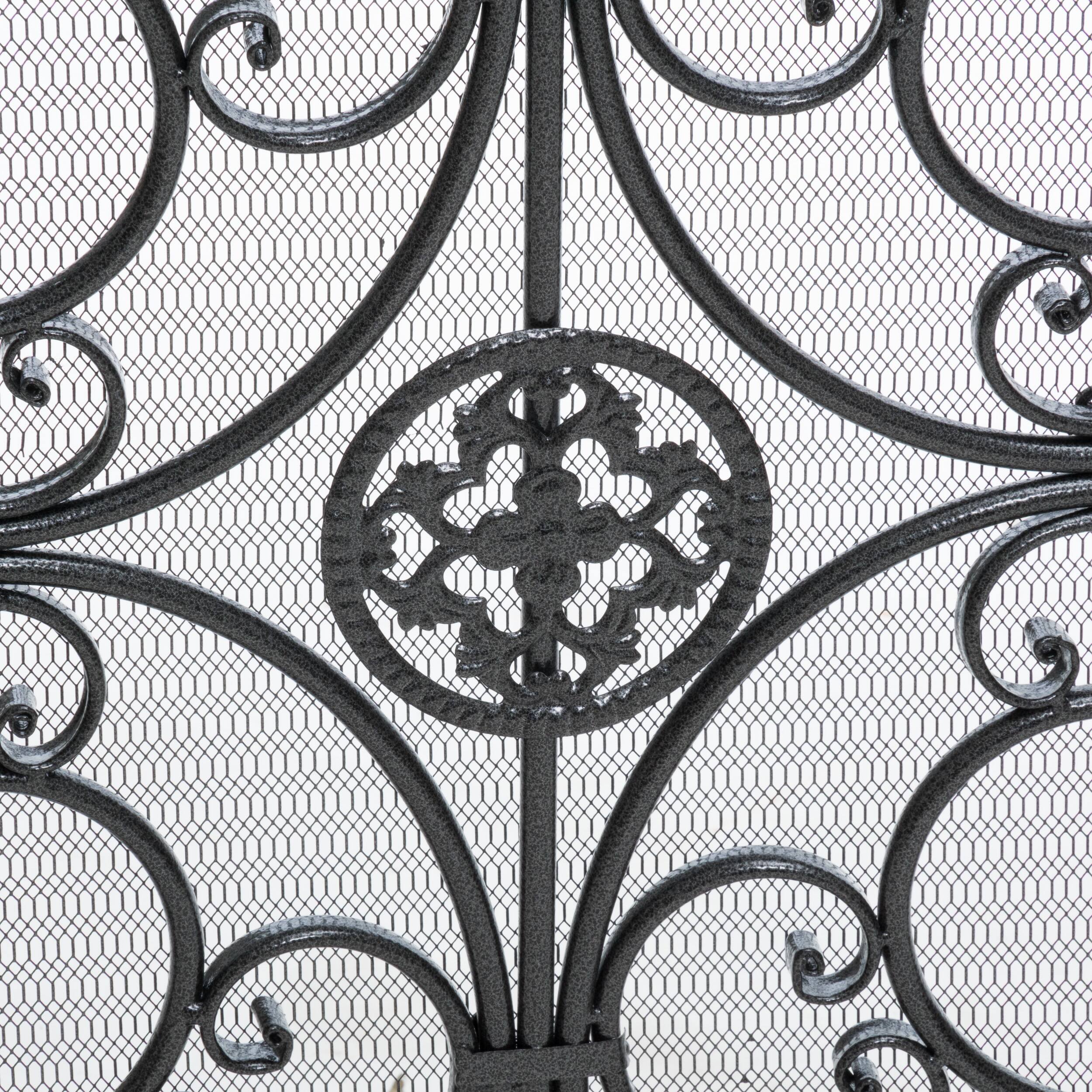 APRILSOUL Darcie Wrought Iron Fireplace Screen with Intricate Detailing ...