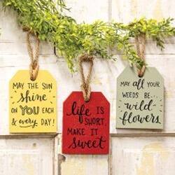 BreeBe *Life Is Short Wooden Tag 3 Asstd Green, Yellow, Red G35798 ...