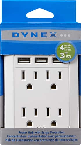 Best Buy: Dynex™ 4-Outlet 3-USB-Port Power Hub with Surge Protection ...
